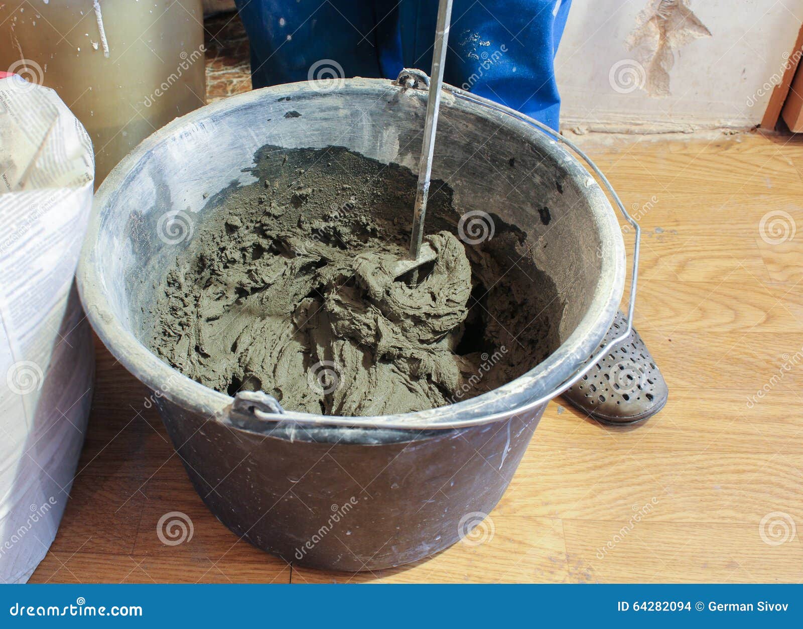 Stirring Tile Adhesive Mixer. Stock Photo - Image of tile, manual: 64282094