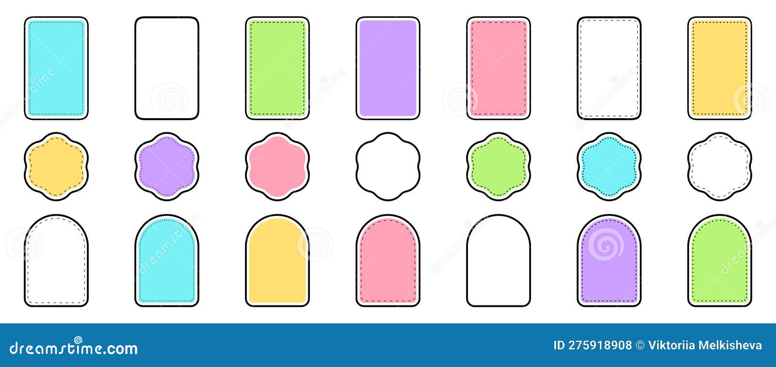 Stitch Sticker Design Set. Abstract Graphic Patch. Modern Element Label ...