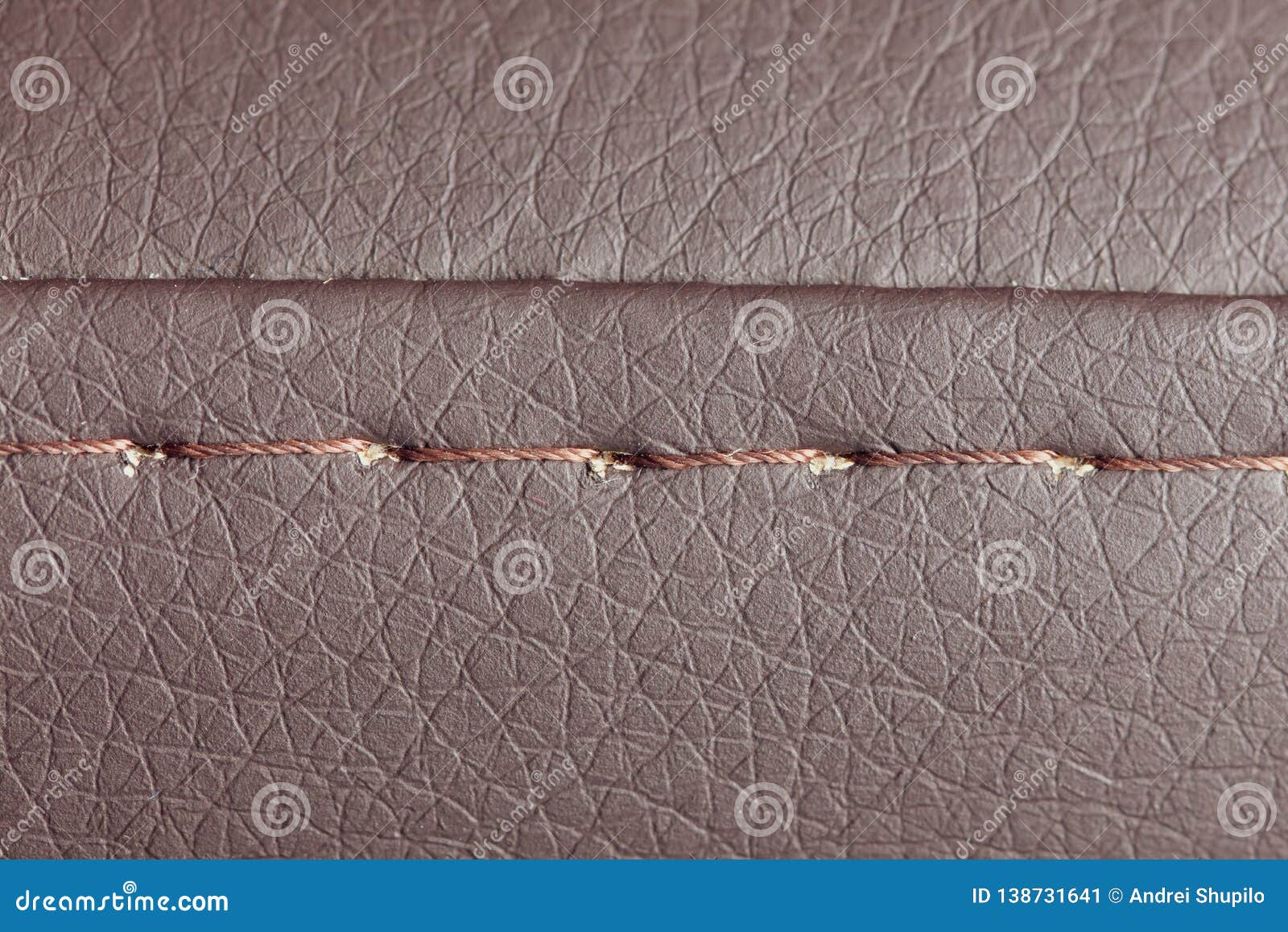 Stitch Thread on Brown Leather Material As Background Stock Image ...