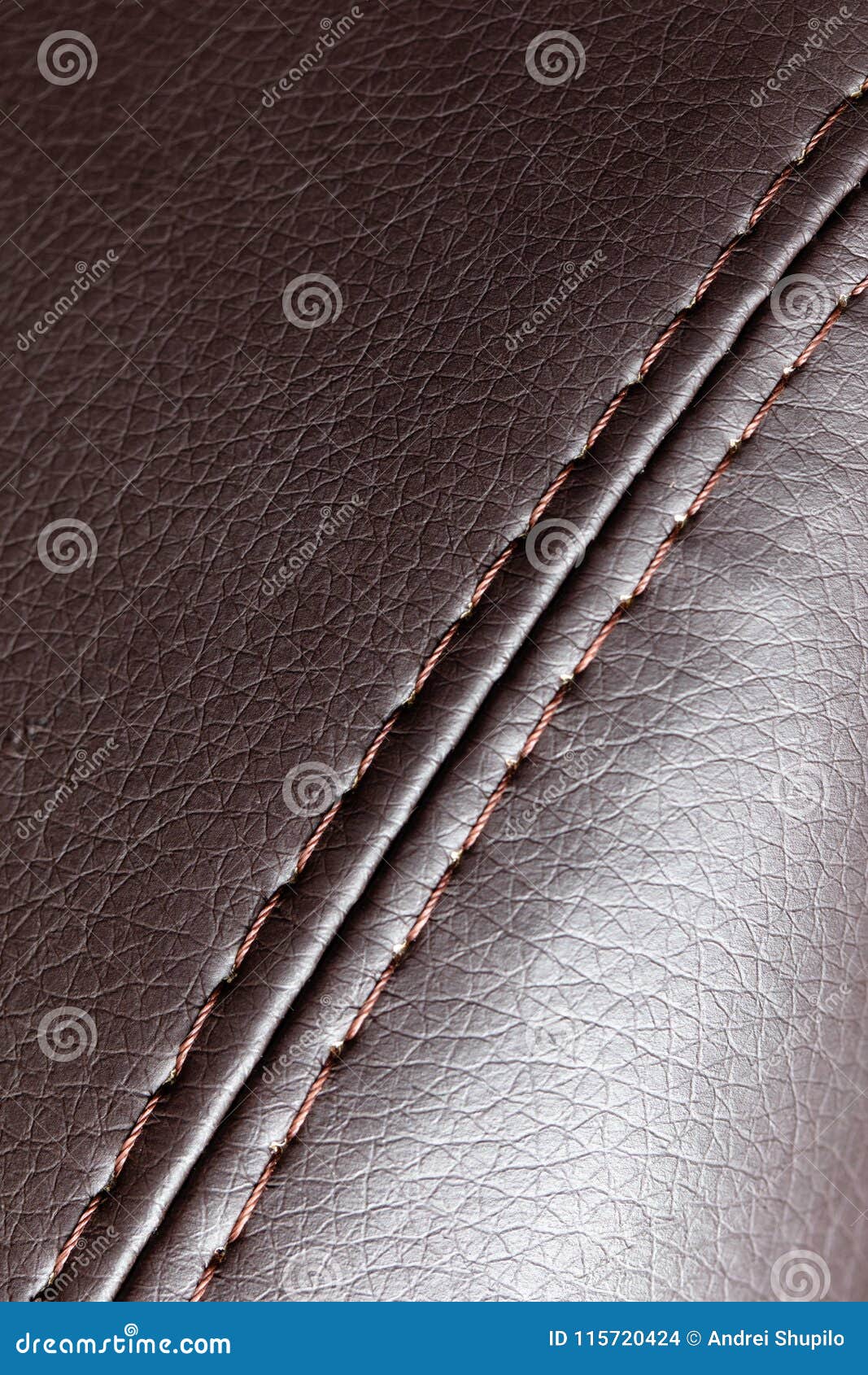 Stitch Thread on Brown Leather Material As Background Stock Photo ...