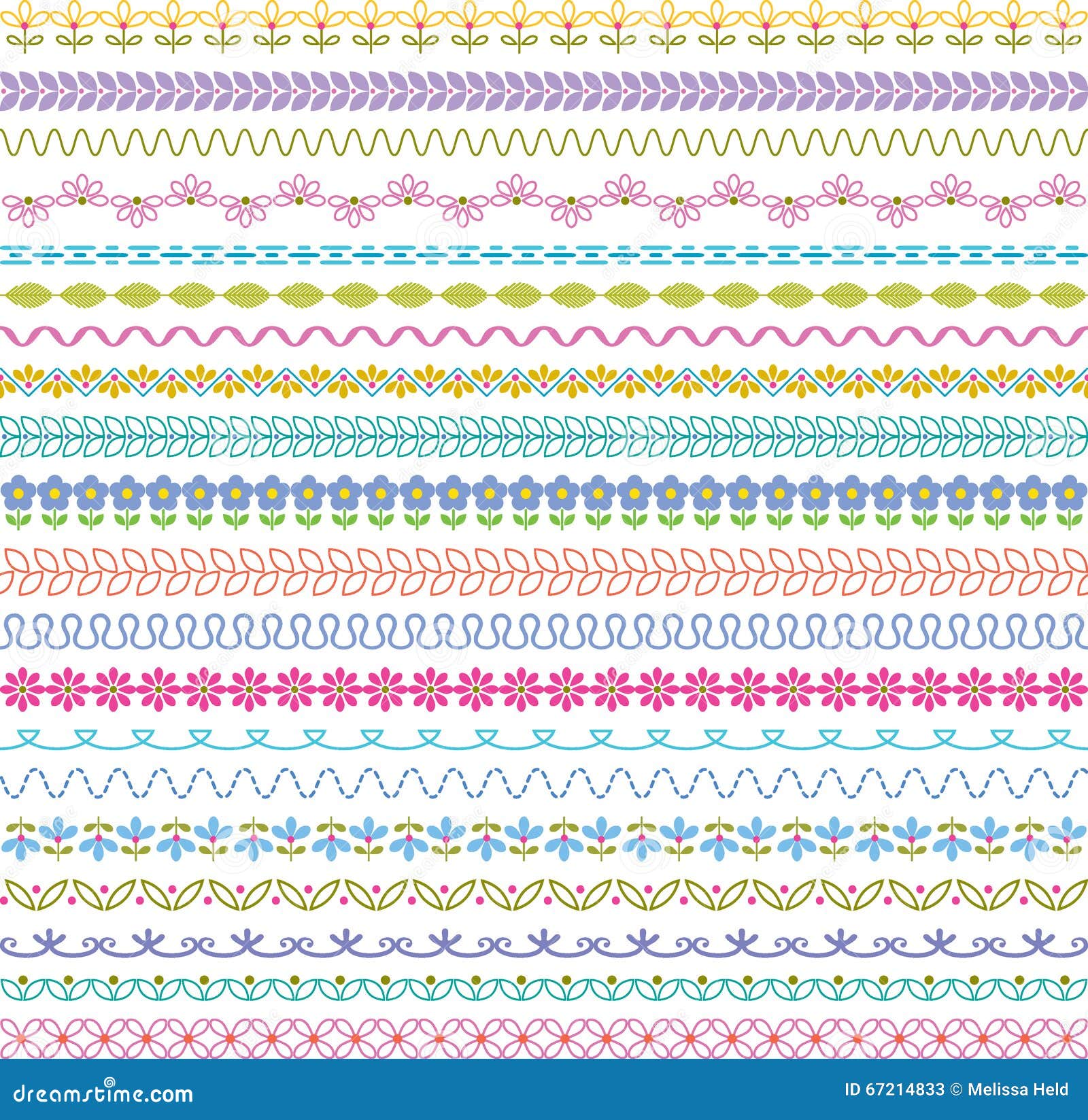 Stitched border patterns stock illustration. Illustration of needlework ...