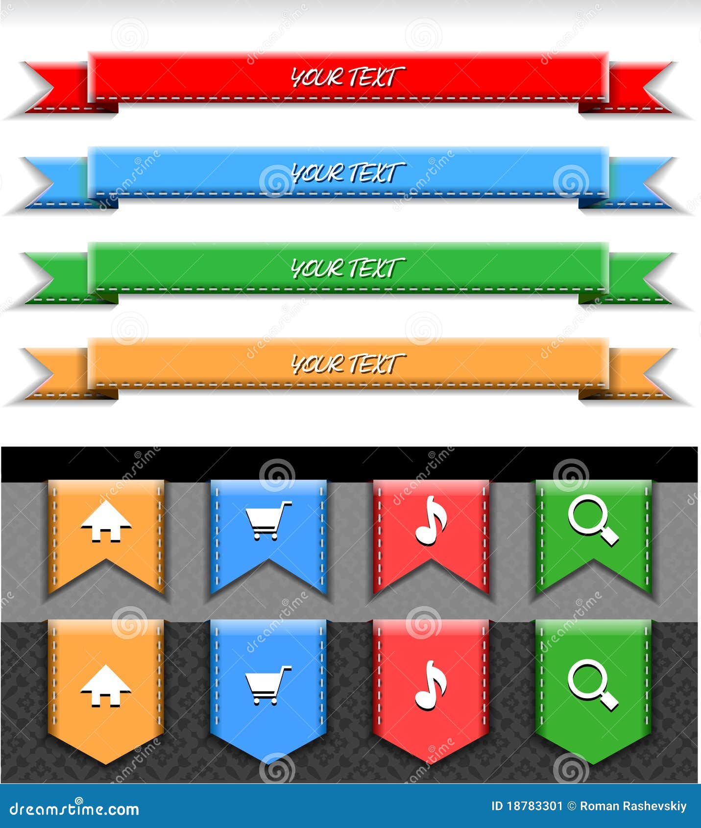 Stitched color web ribbons stock vector. Illustration of page - 18783301