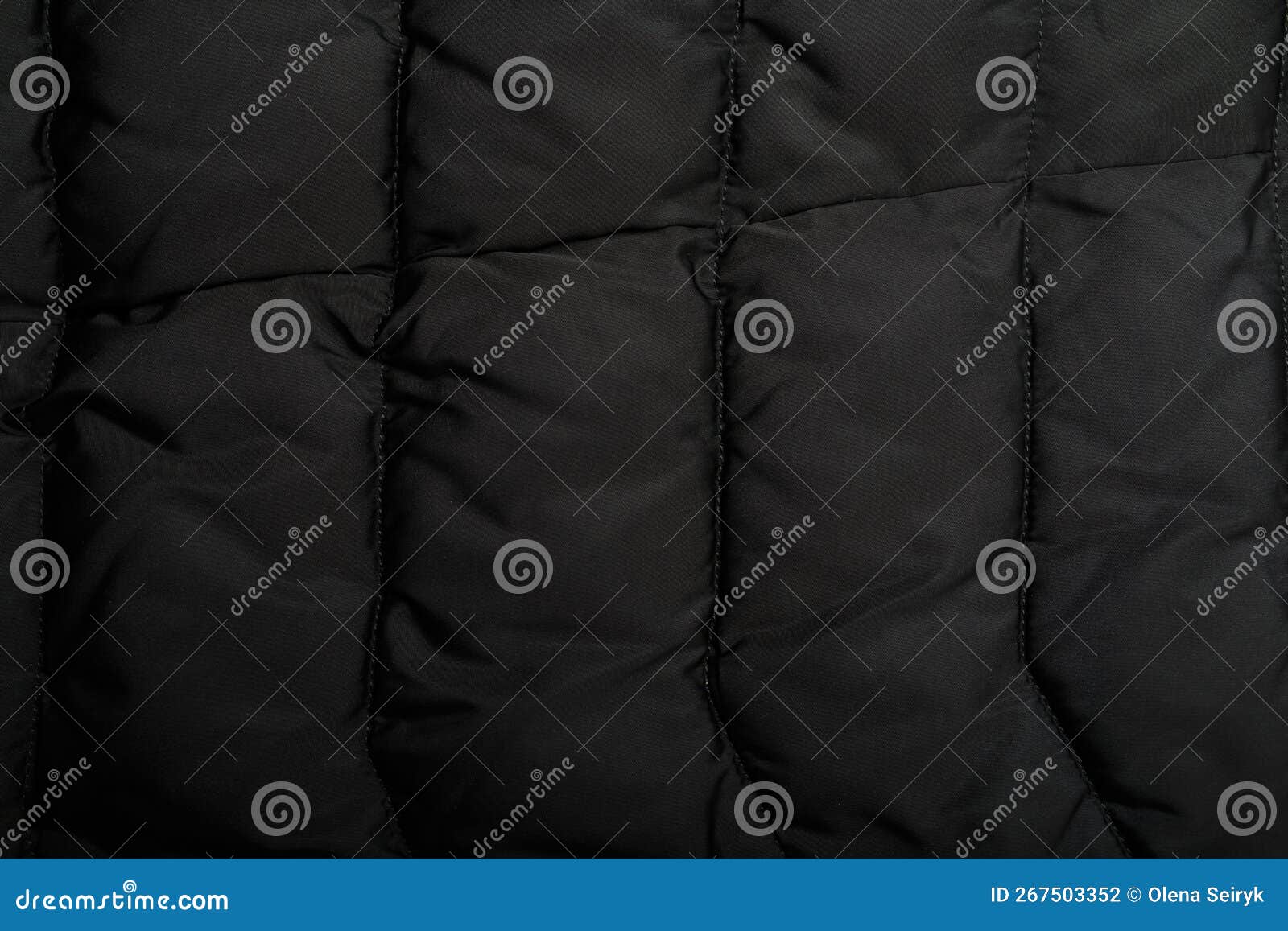 Stitched Down Jacket or Quilted Outer Garments Black Fabric Texture ...