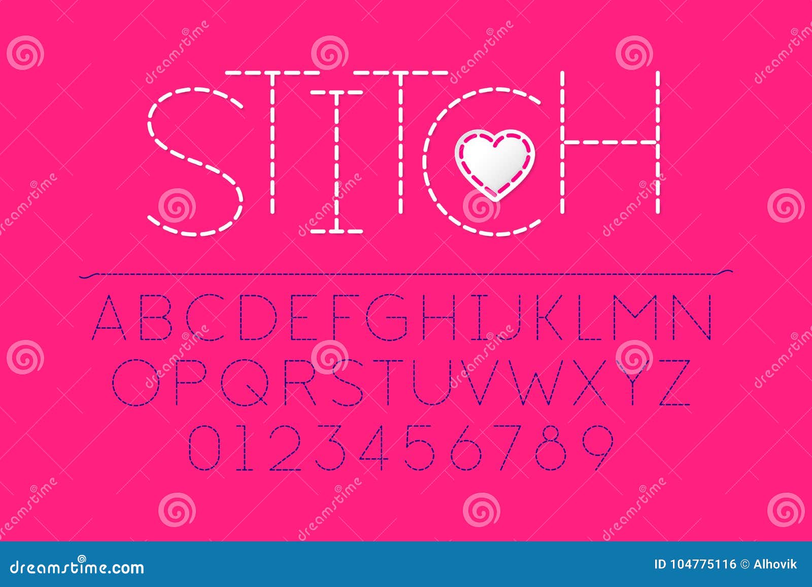Stitched font stock vector. Illustration of sign, alphabet - 104775116