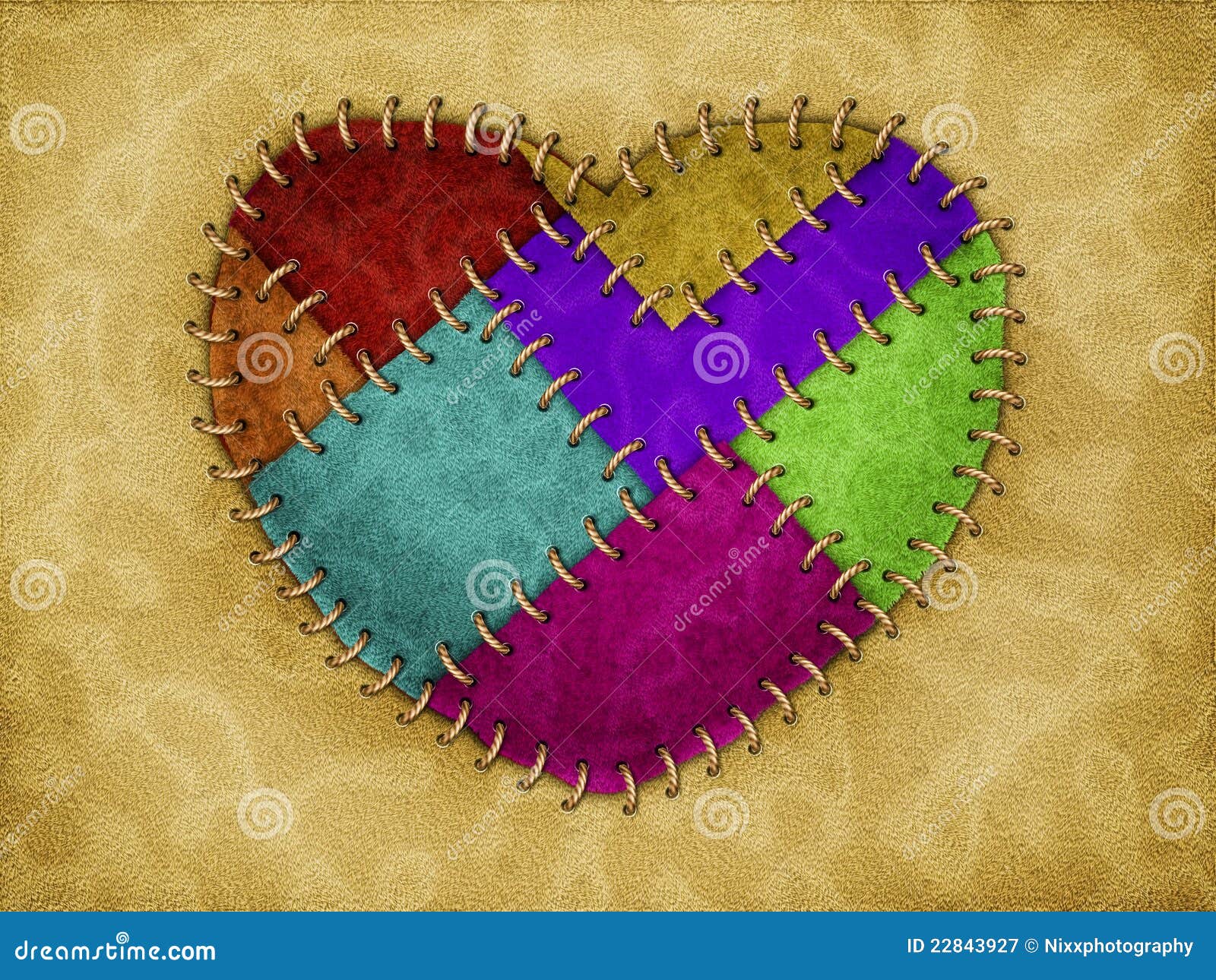 Stitched heart stock illustration. Illustration of beautiful - 22843927