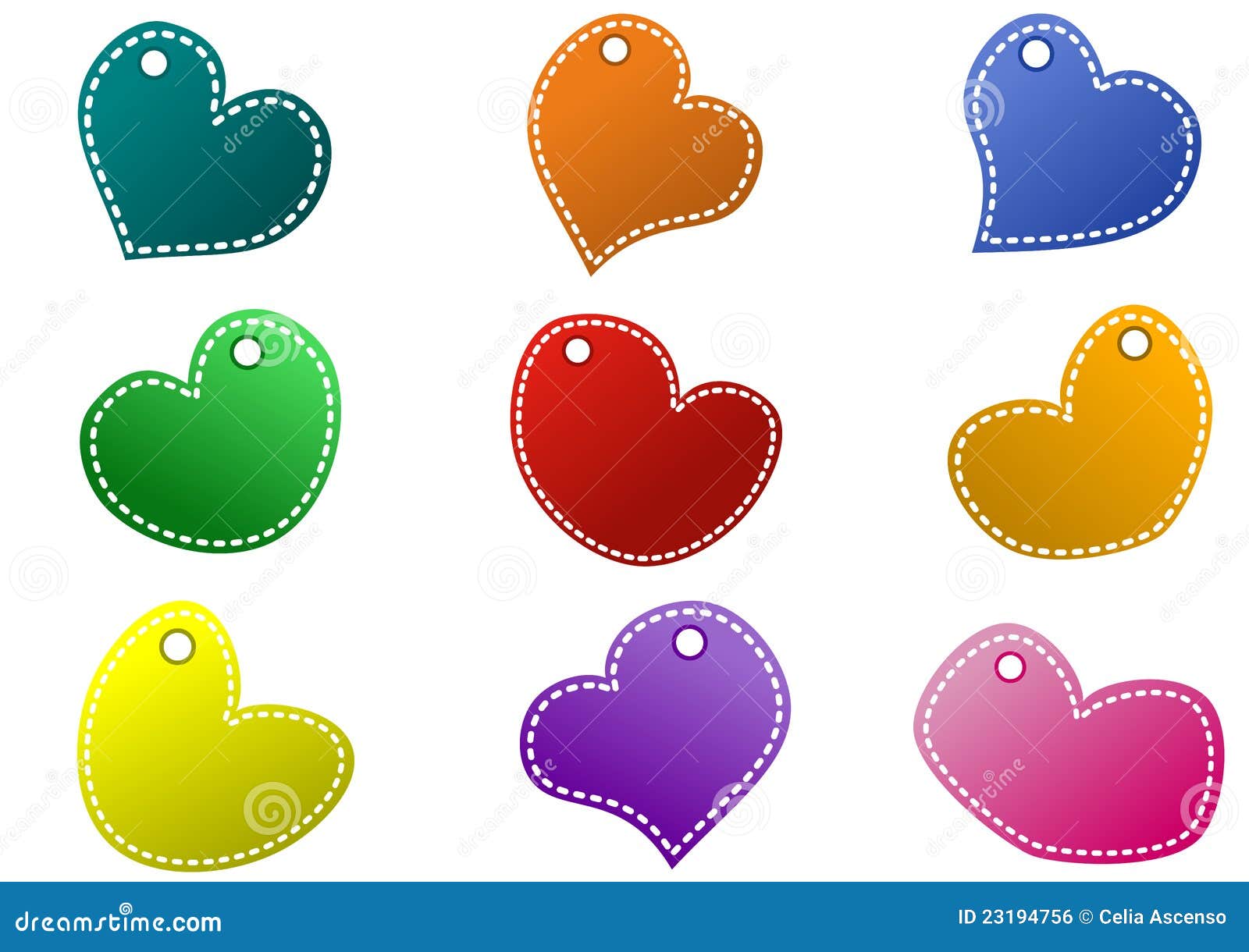 Stitched Hearts Tags stock illustration. Illustration of decoration ...