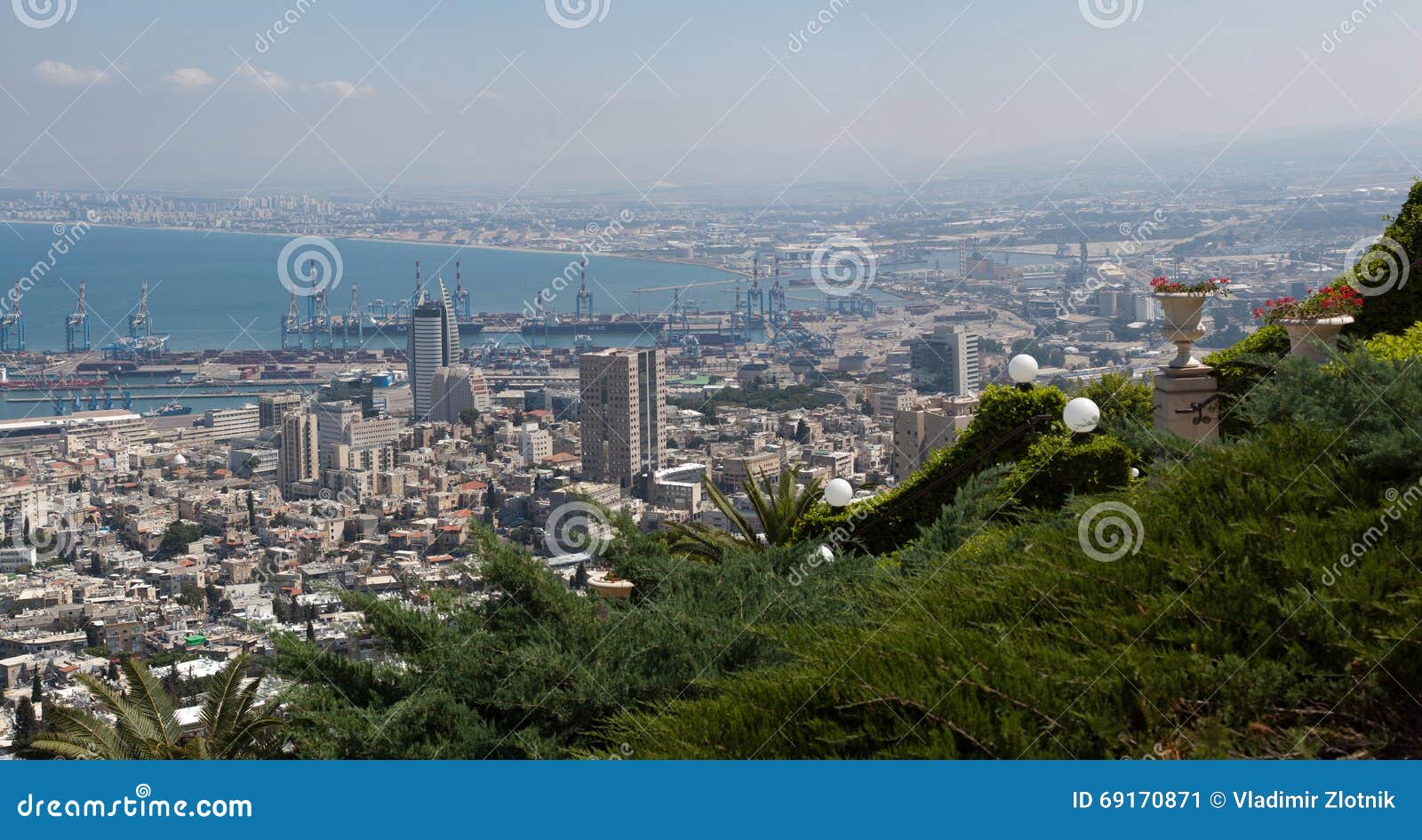 Haifa City, Night View Aerial Panoramic Landscape Photo Editorial Image ...
