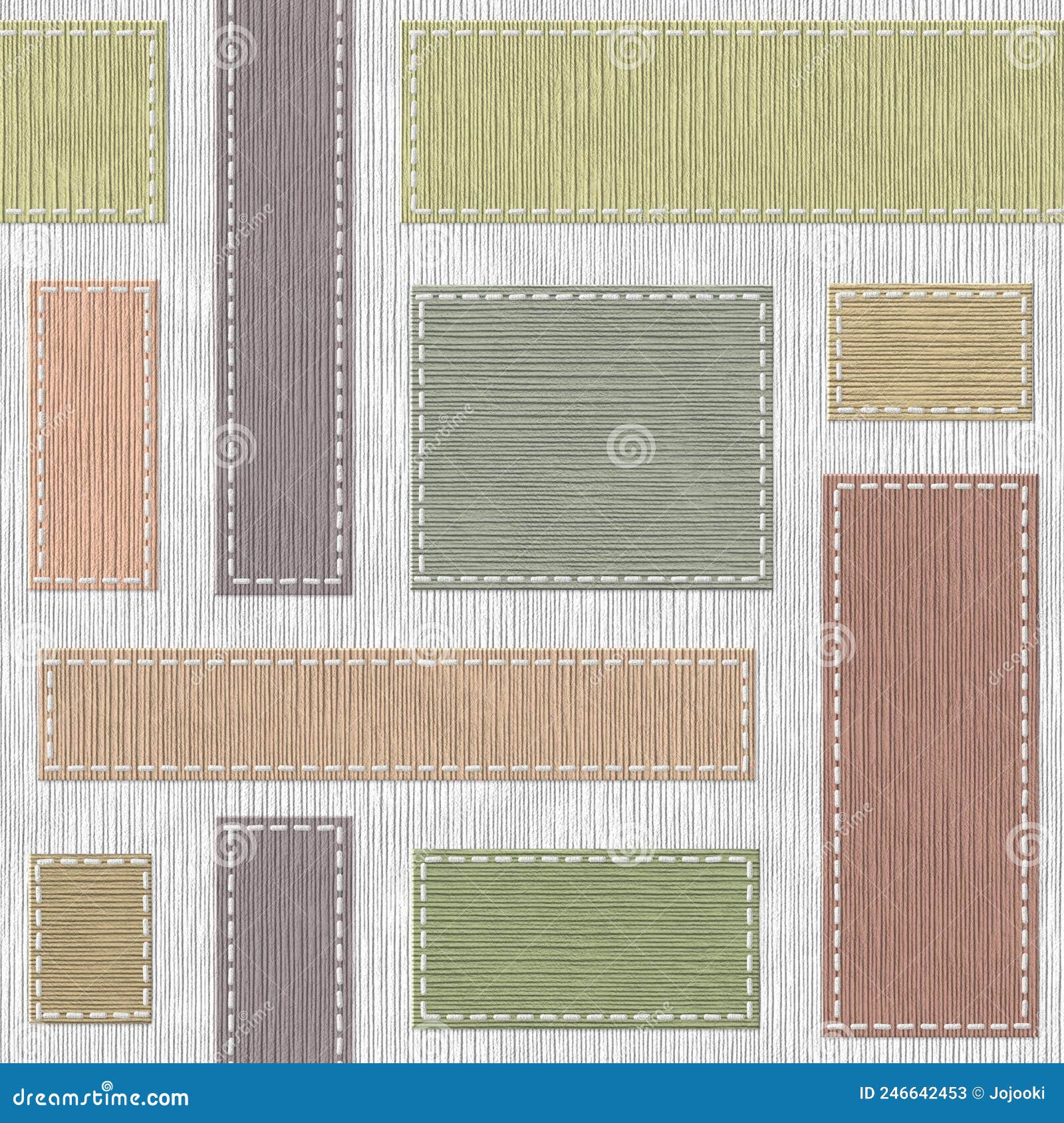 Stitched Pieces of Fabric Seamless Texture, Rectangular Pattern, Sewing ...