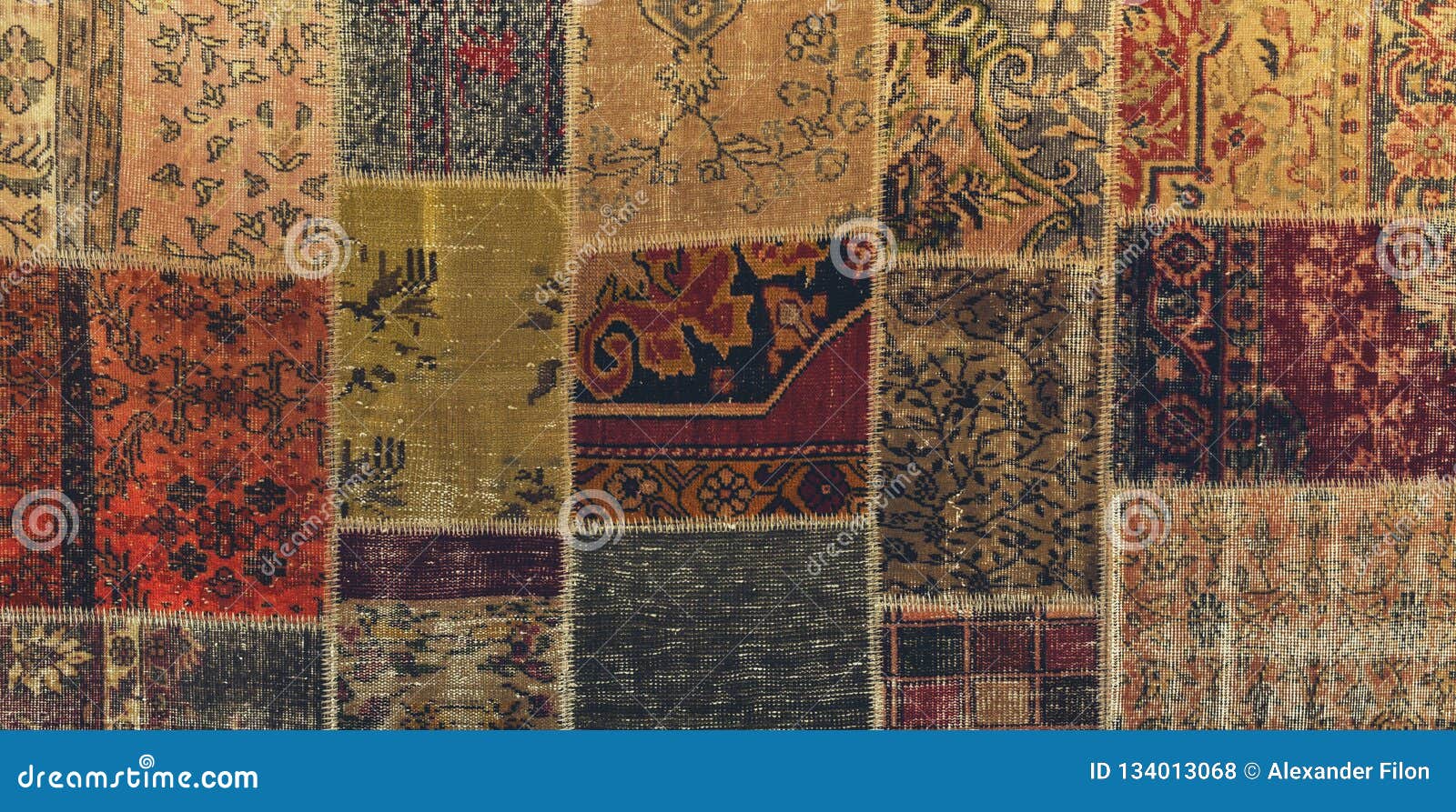 Stitched Pieces of Textures Asian Carpets Stock Photo - Image of ...