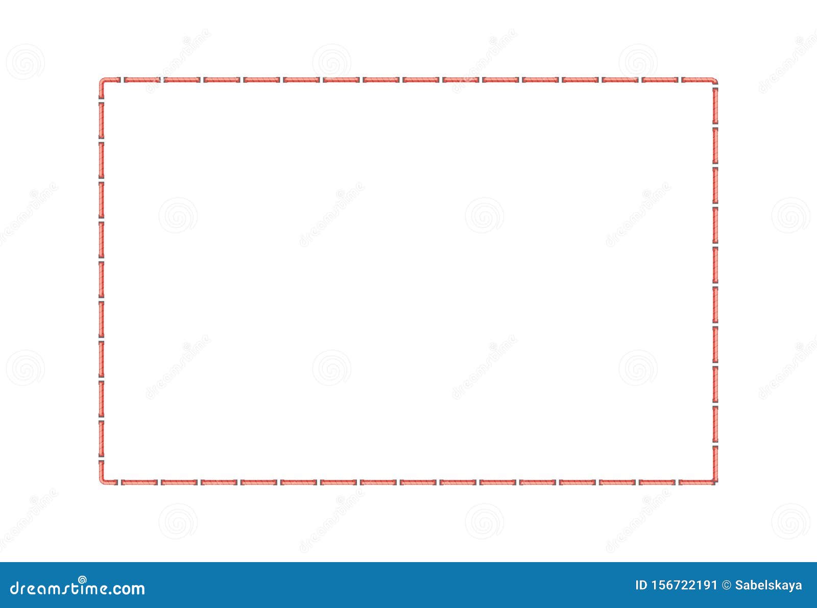 Stitched Square Border or Sewing Seams Frame the Vector Illustration ...
