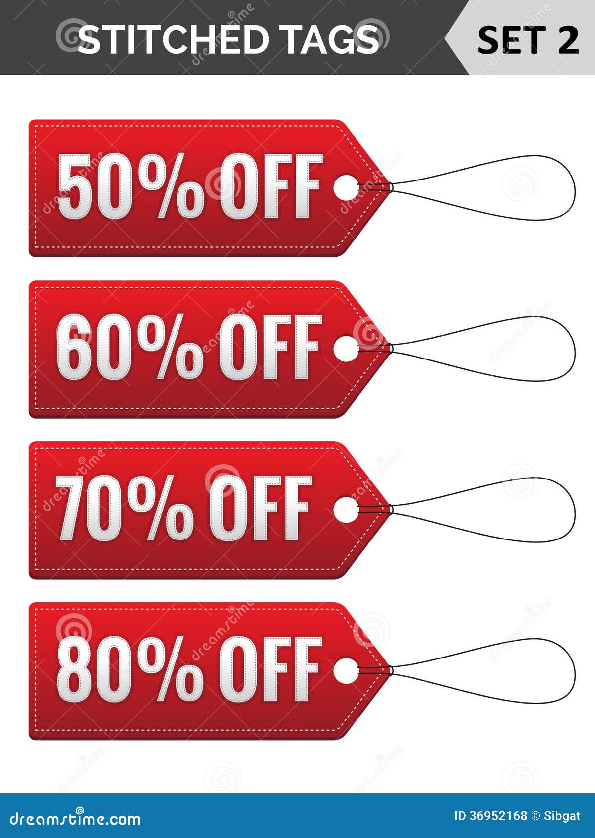 Stitched tags. Set 2 stock vector. Illustration of save - 36952168