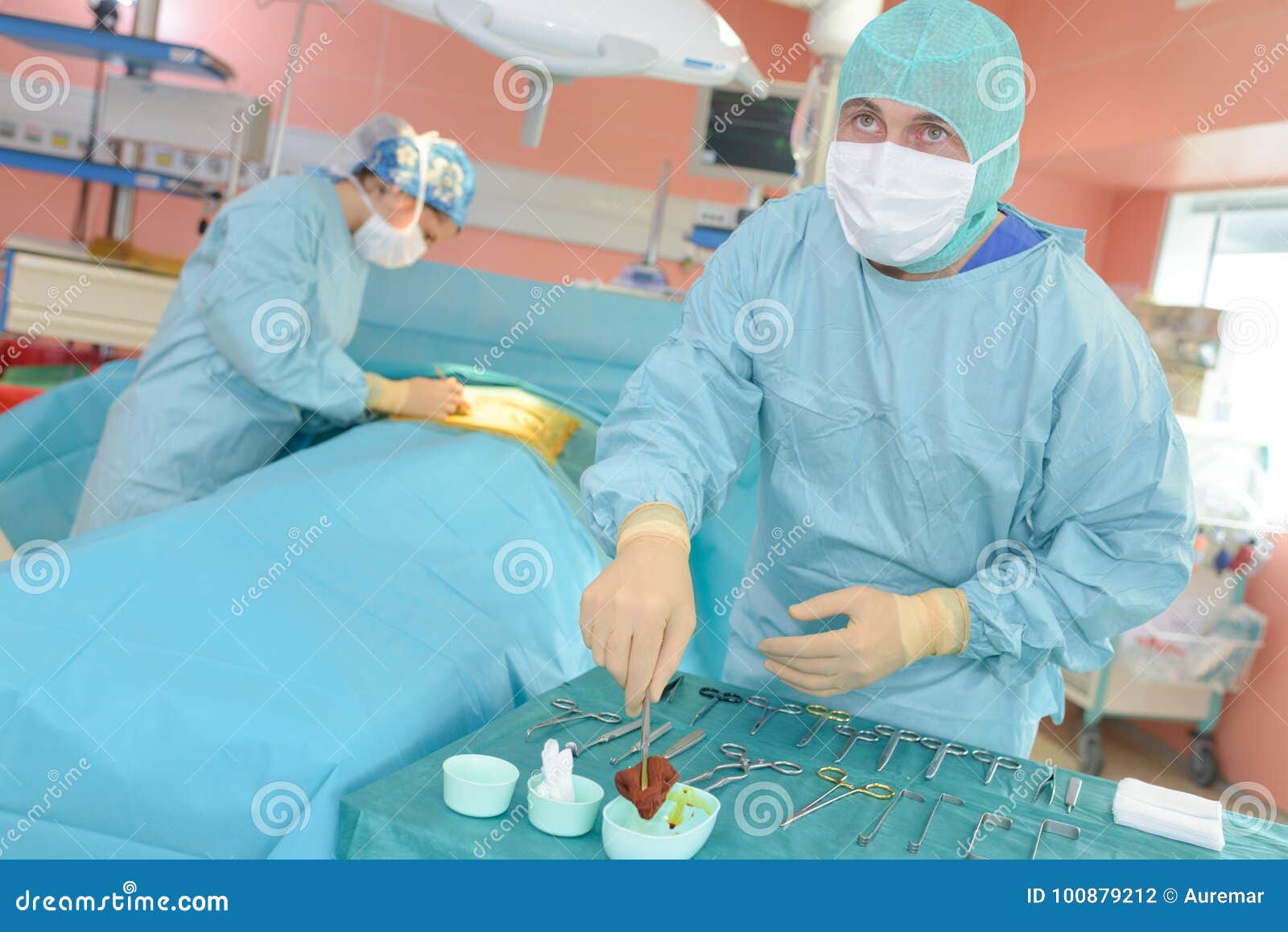 Stitching after Complex and Bloody Surgery Stock Photo - Image of ...