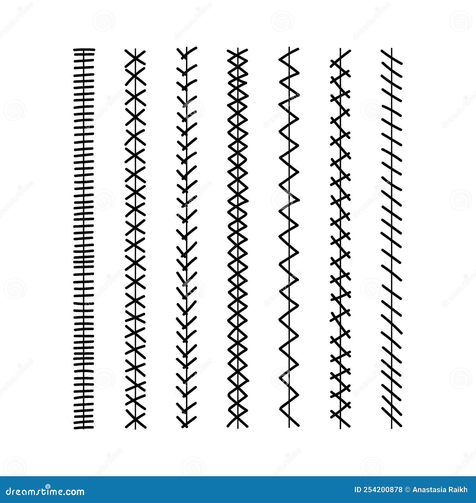 Stitching, Embroidery, Sewing Borders, Hand-drawn Doodle. Decor Element ...