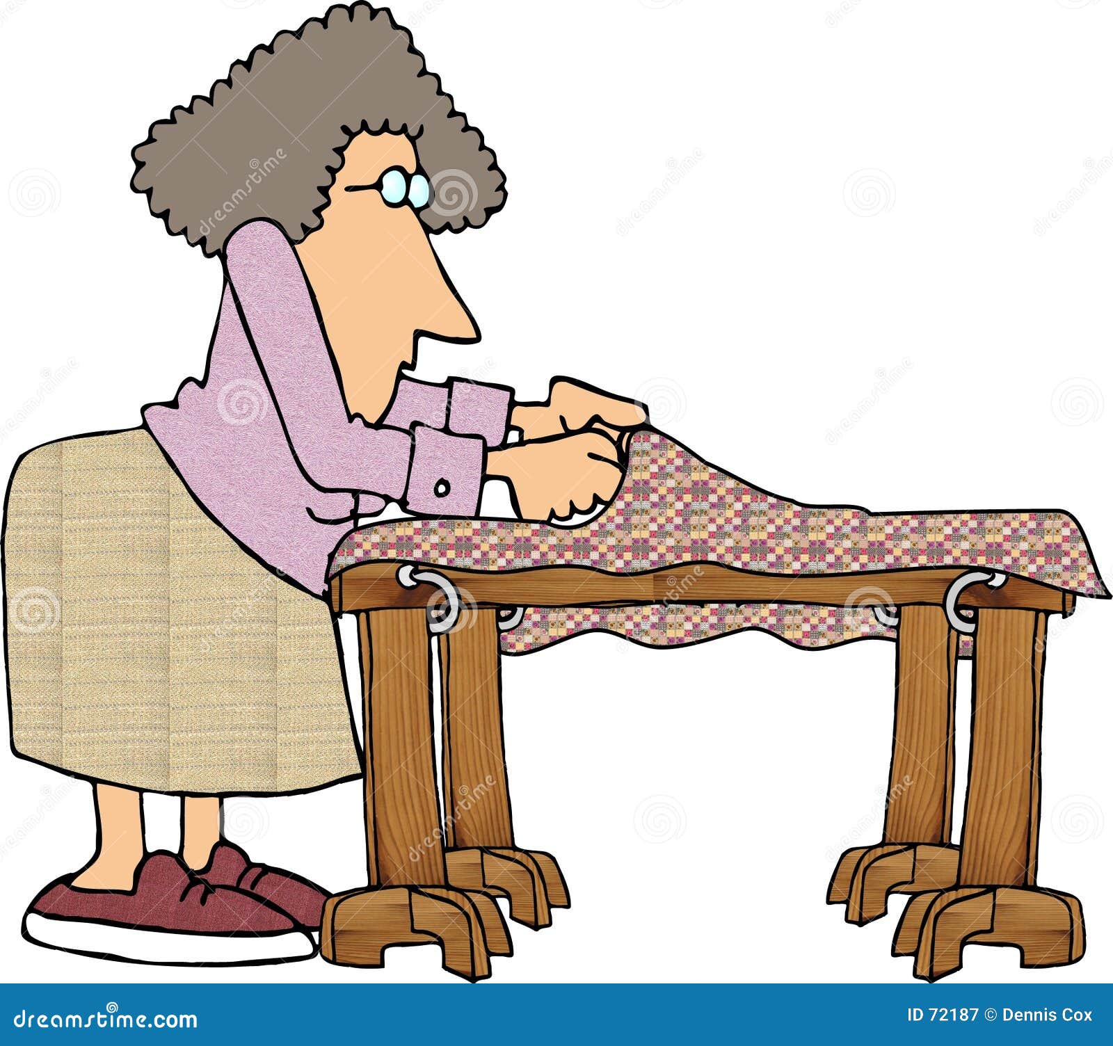 Stitching a quilt stock illustration. Illustration of funny - 72187