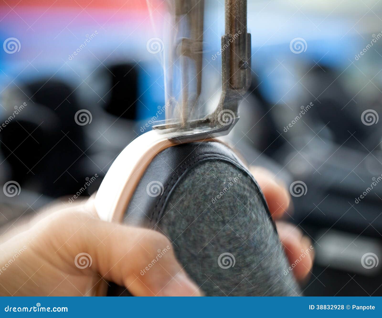 Stitching a Shoe on Motion Blur Stock Photo - Image of machine ...