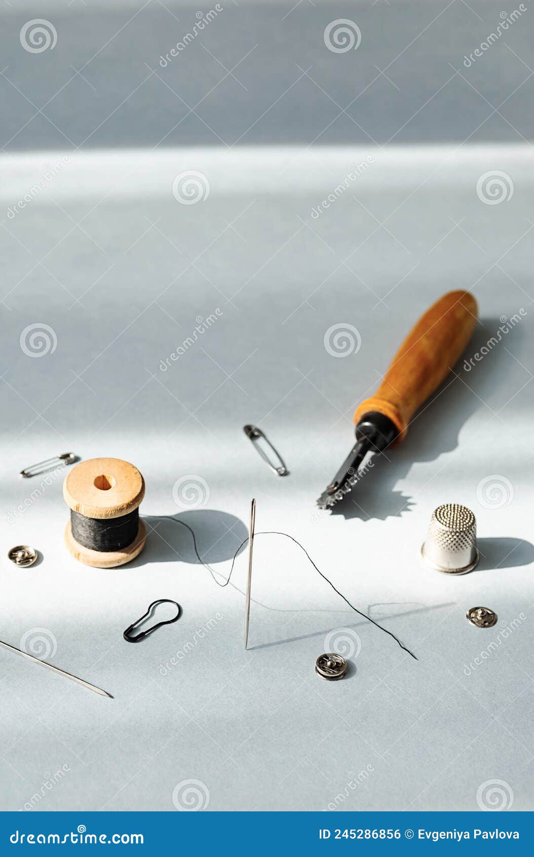 Stitching Tools. Various Tailoring Instruments Stock Photo - Image of ...