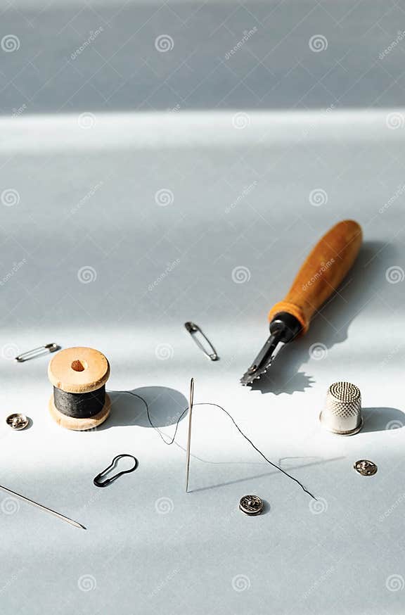Stitching Tools. Various Tailoring Instruments Stock Photo - Image of ...