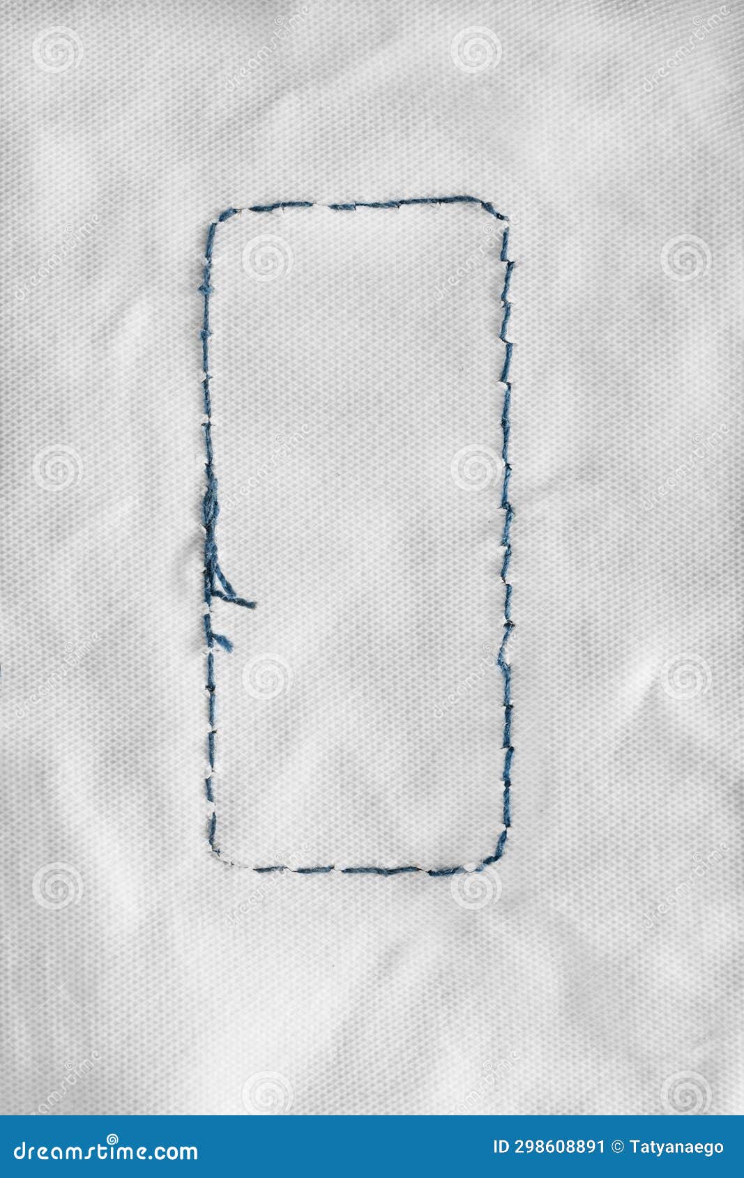 Stitching on white fabric stock image. Image of blue - 298608891