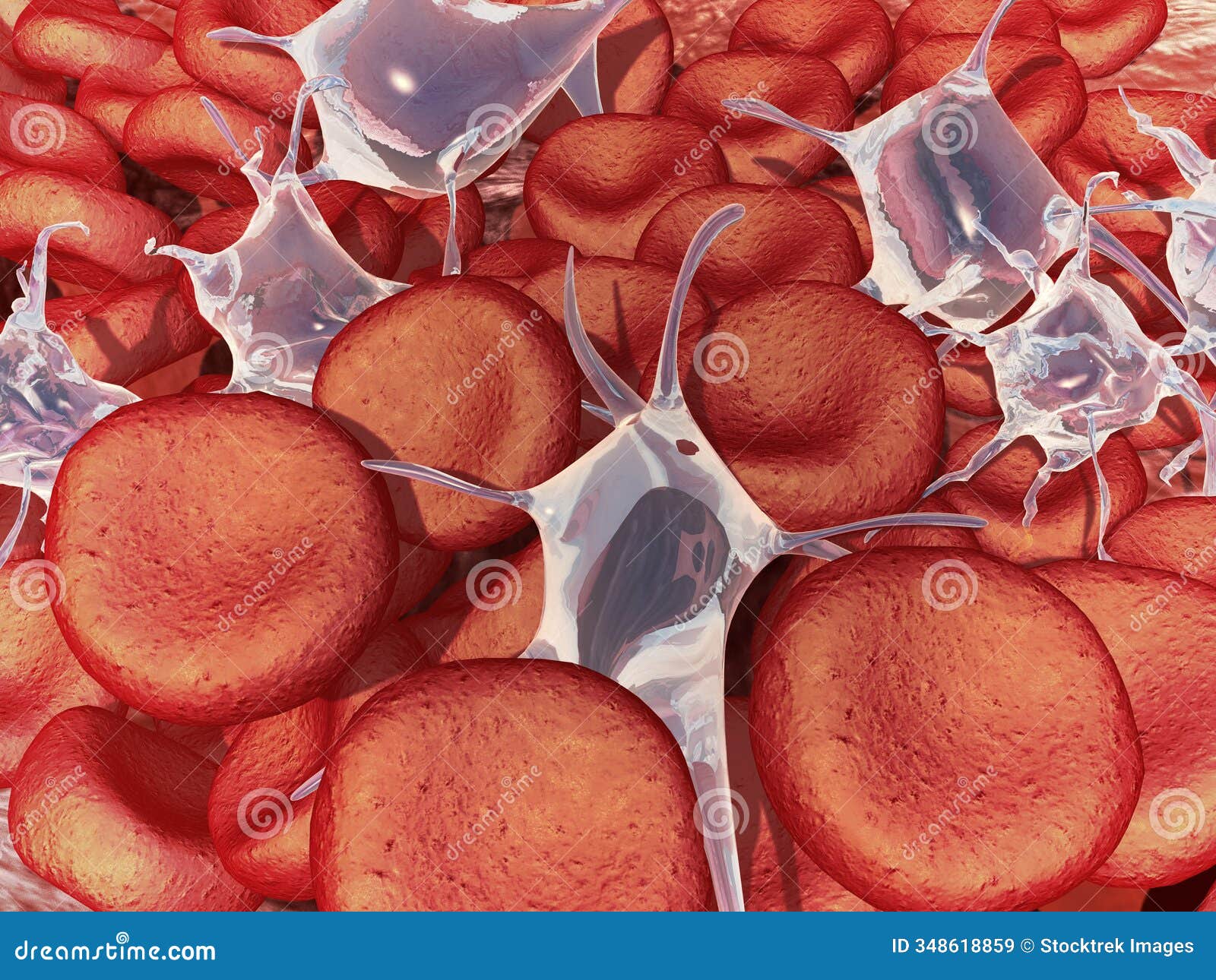 Conceptual Image of Red Blood Cells with Platelets. Stock Image - Image ...