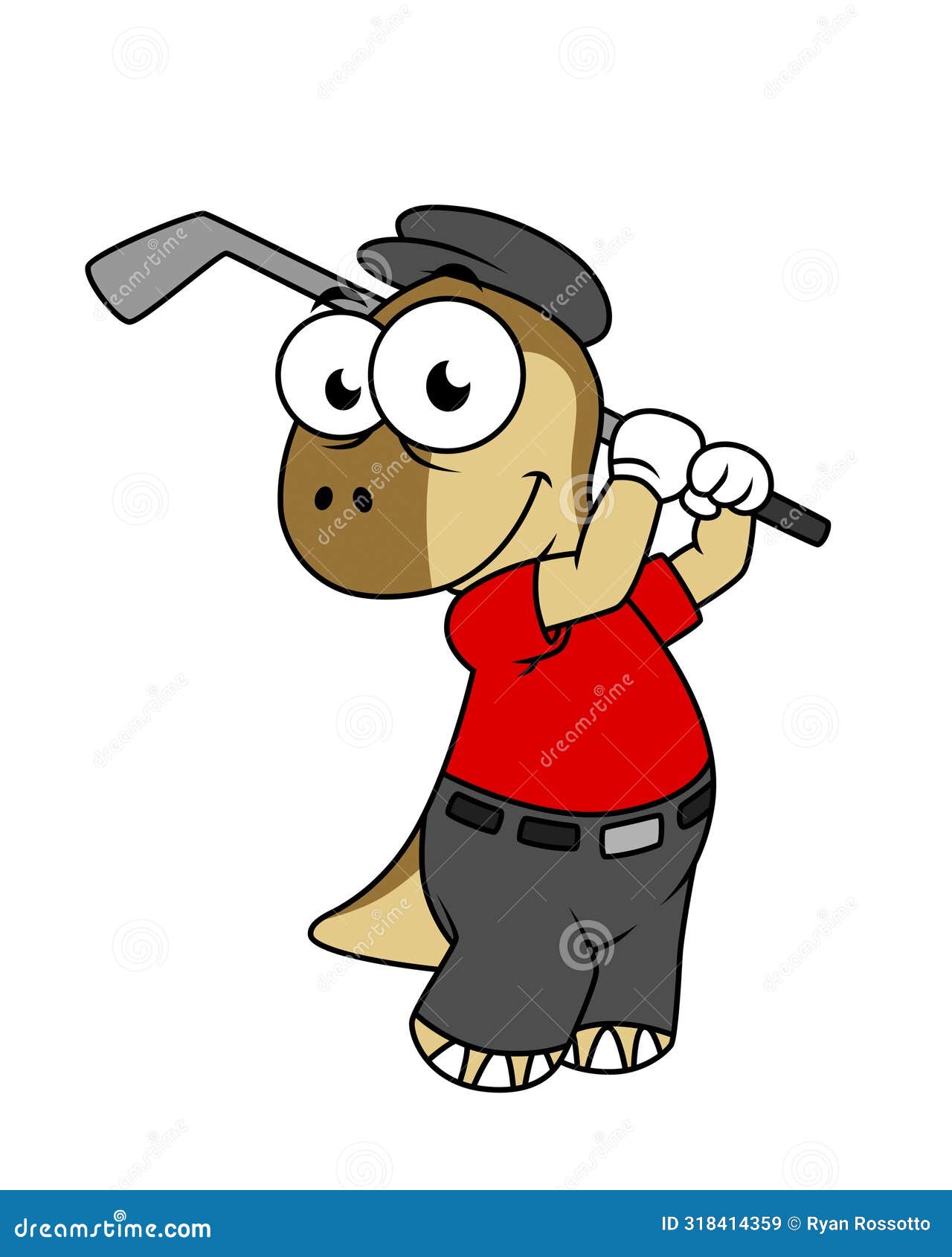 A Pachycephalosaurus Dinosaur Playing Golf Stock Illustration ...