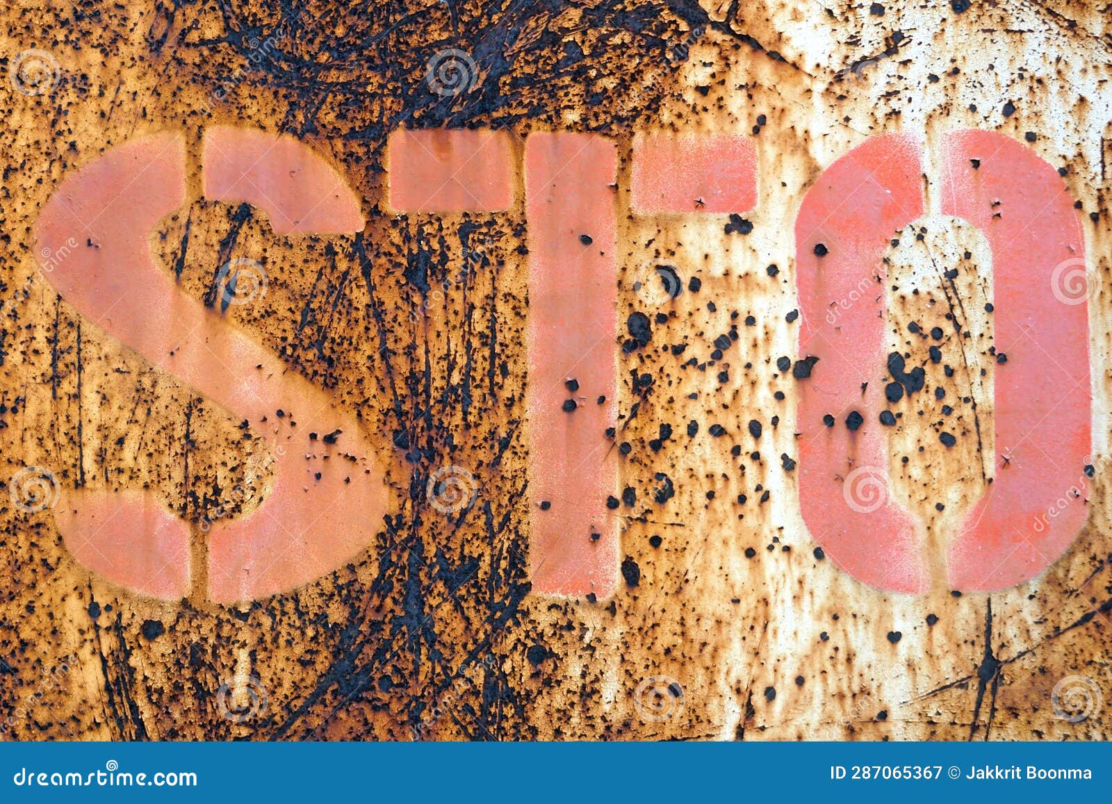 A Sto Sign on a Rusty Metal Fence, Conceptual Image for Danger Stock ...