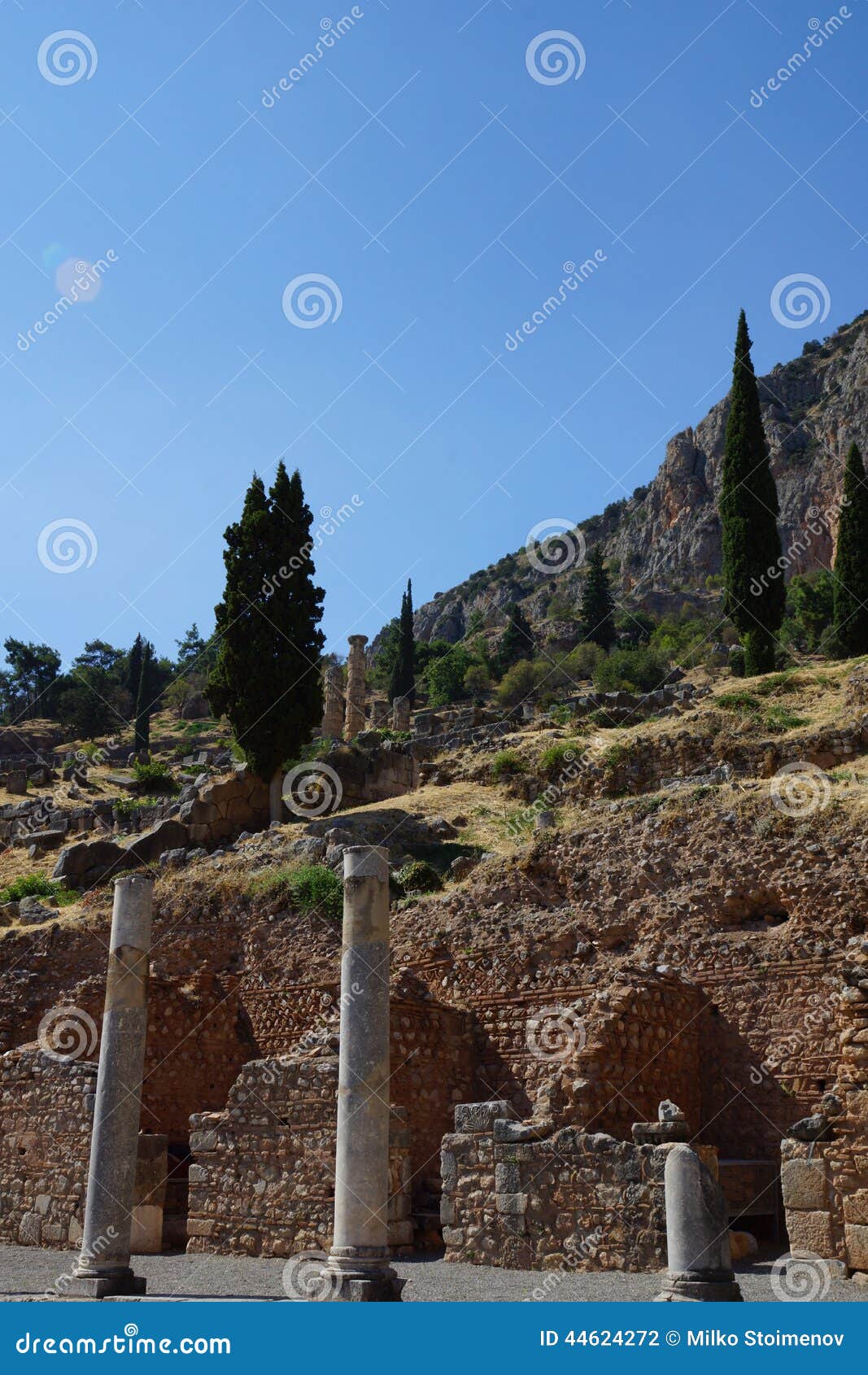 The Stoa of the Athenians, Delphi, Greece Stock Photo - Image of ...