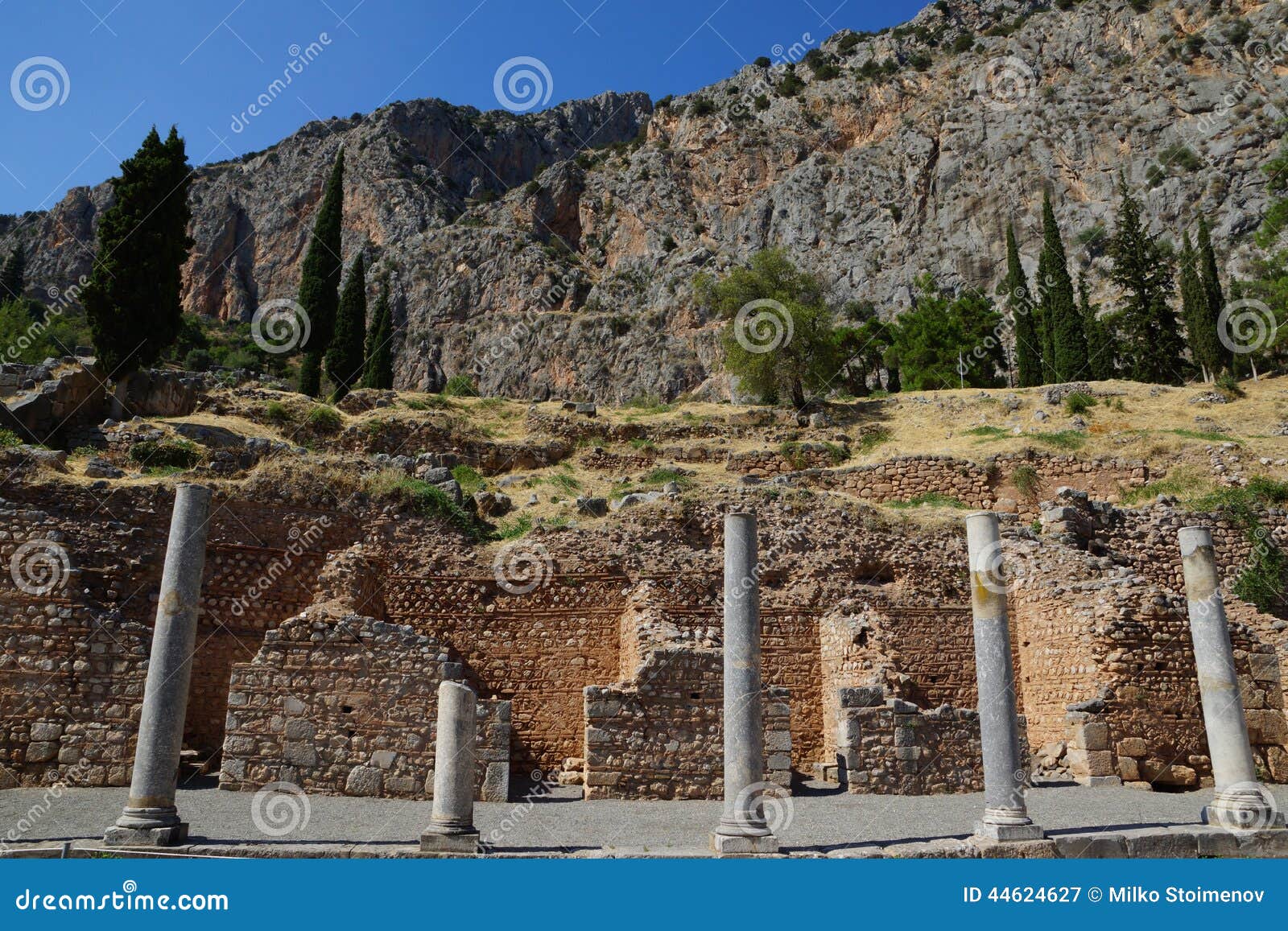 The Stoa of the Athenians, Delphi, Greece Stock Image - Image of xerxes ...