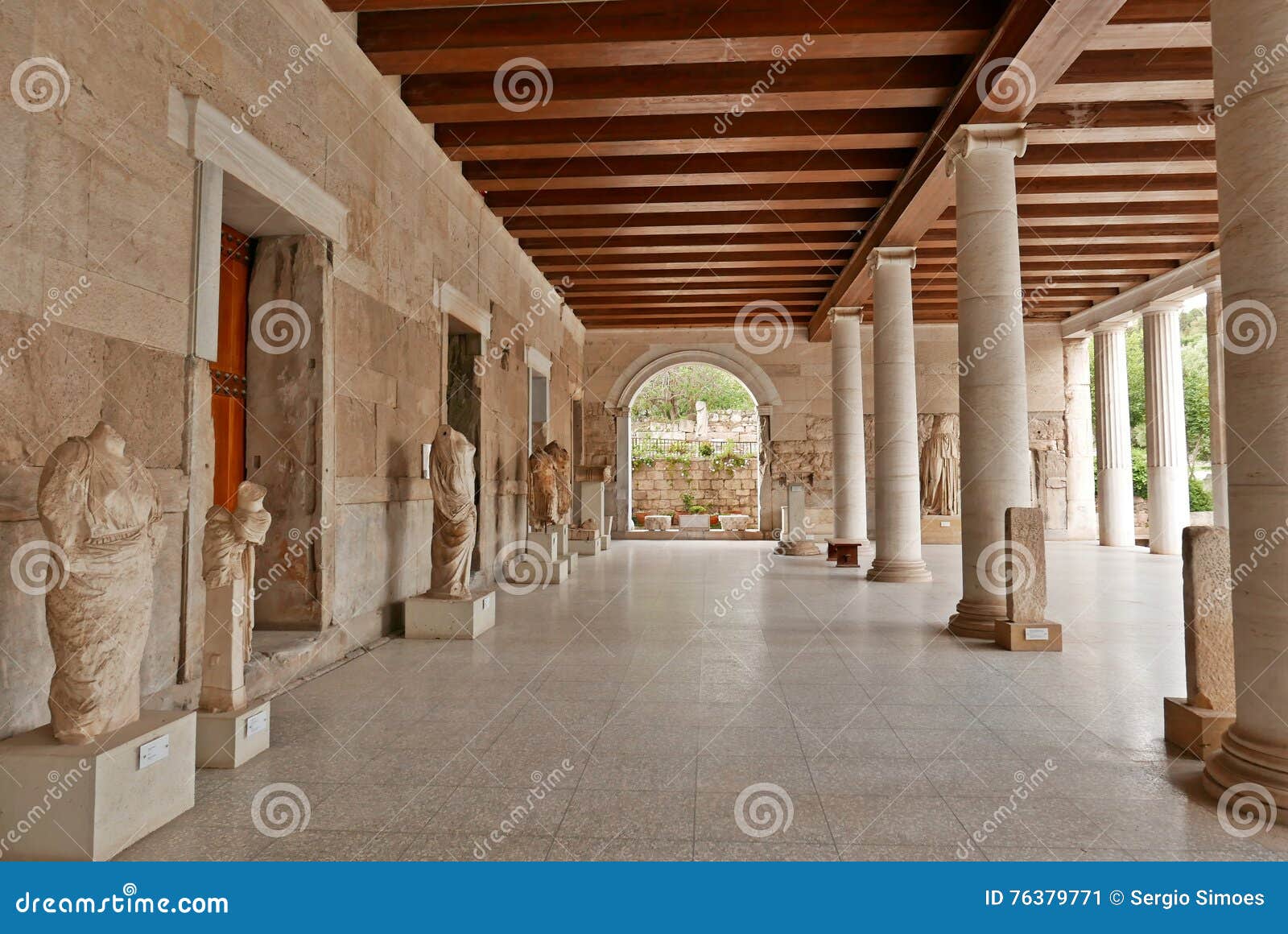 Stoa of Attalos Ancient Agora Athens Stock Image - Image of colonnade ...
