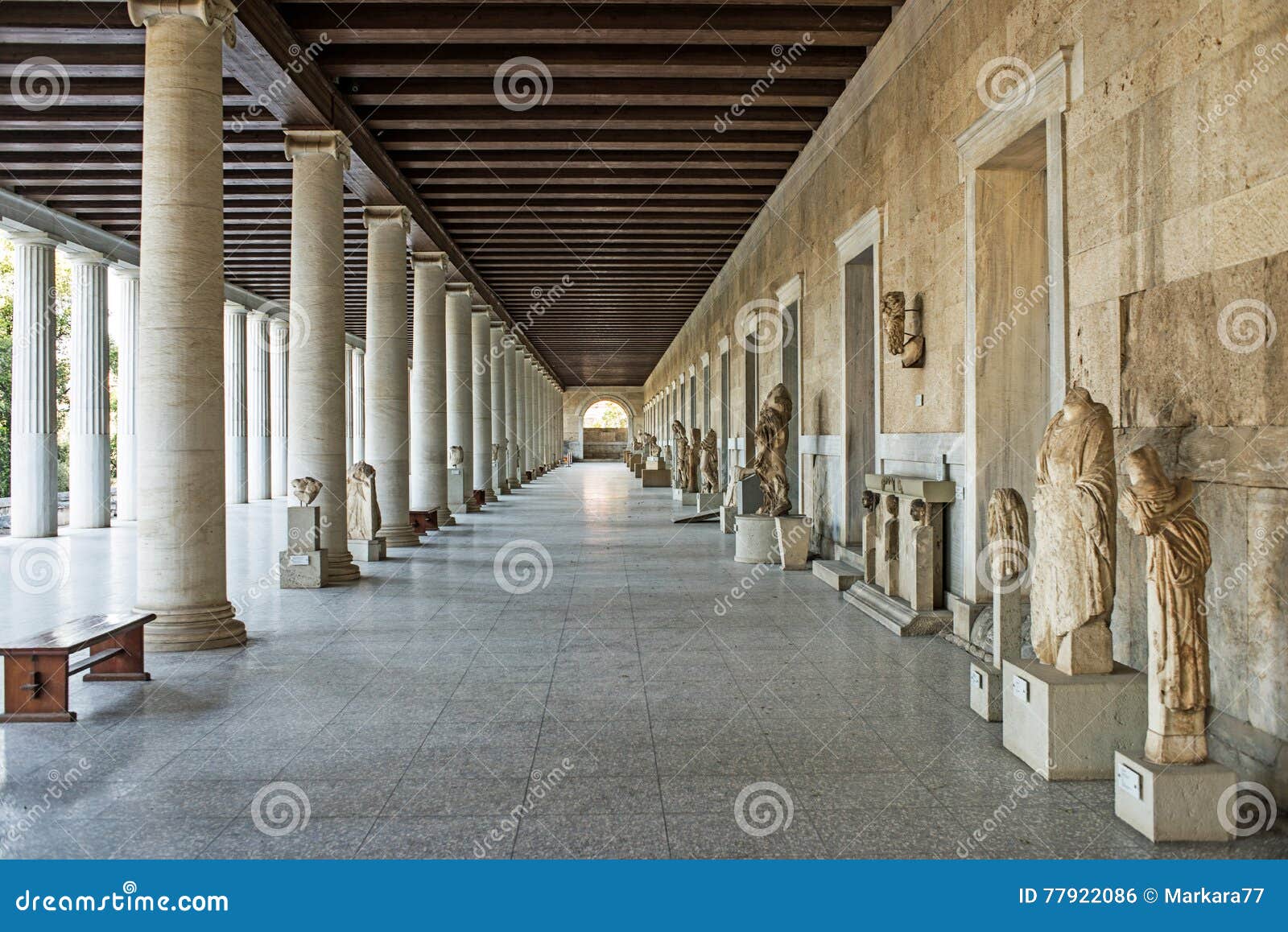 Stoa of Attalos in Ancient Agora, Athens, Greece Stock Photo - Image of ...