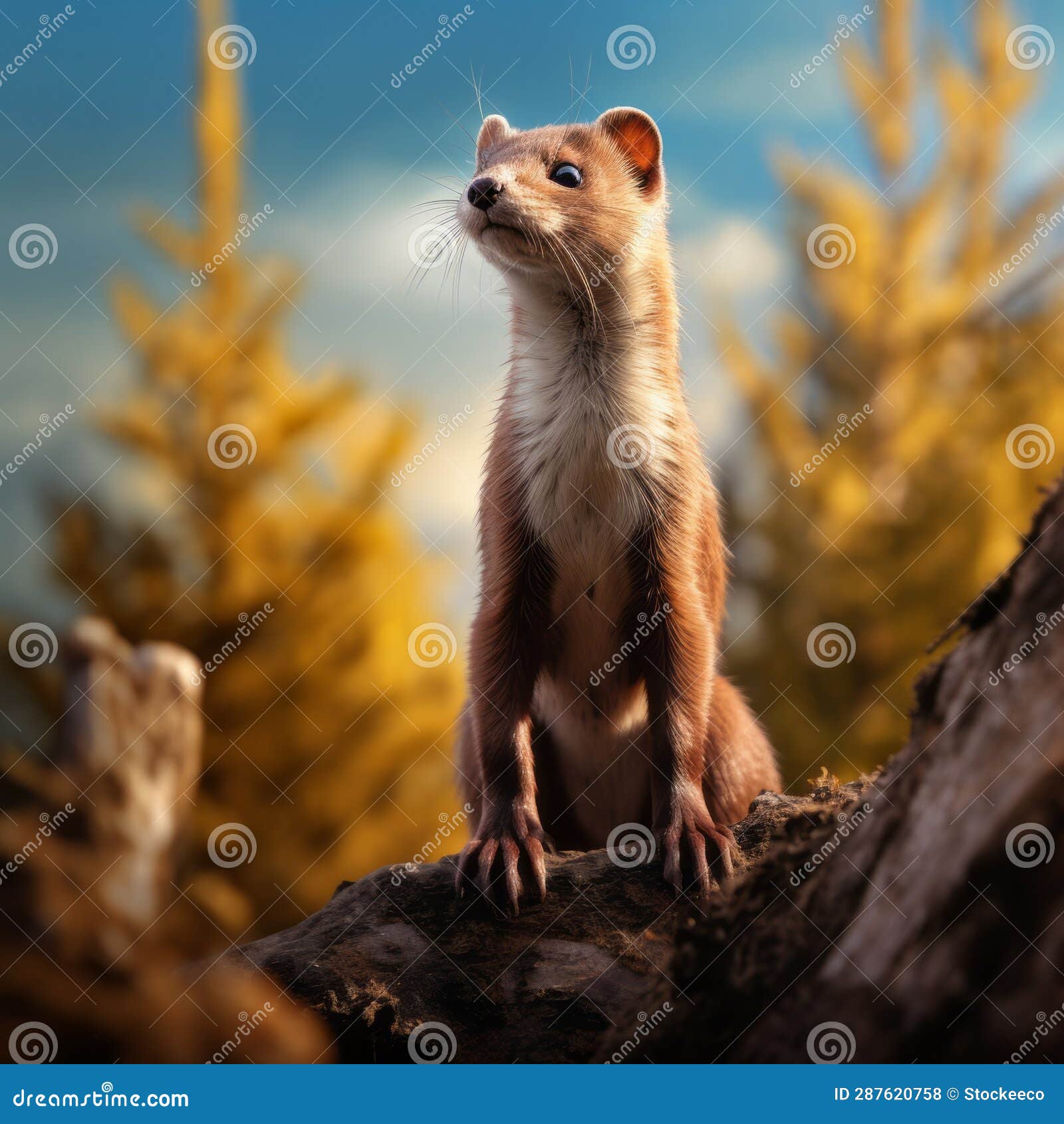 Photorealistic Fantasy: Brown Weasel on Stump in Aleksandr Deyneka ...
