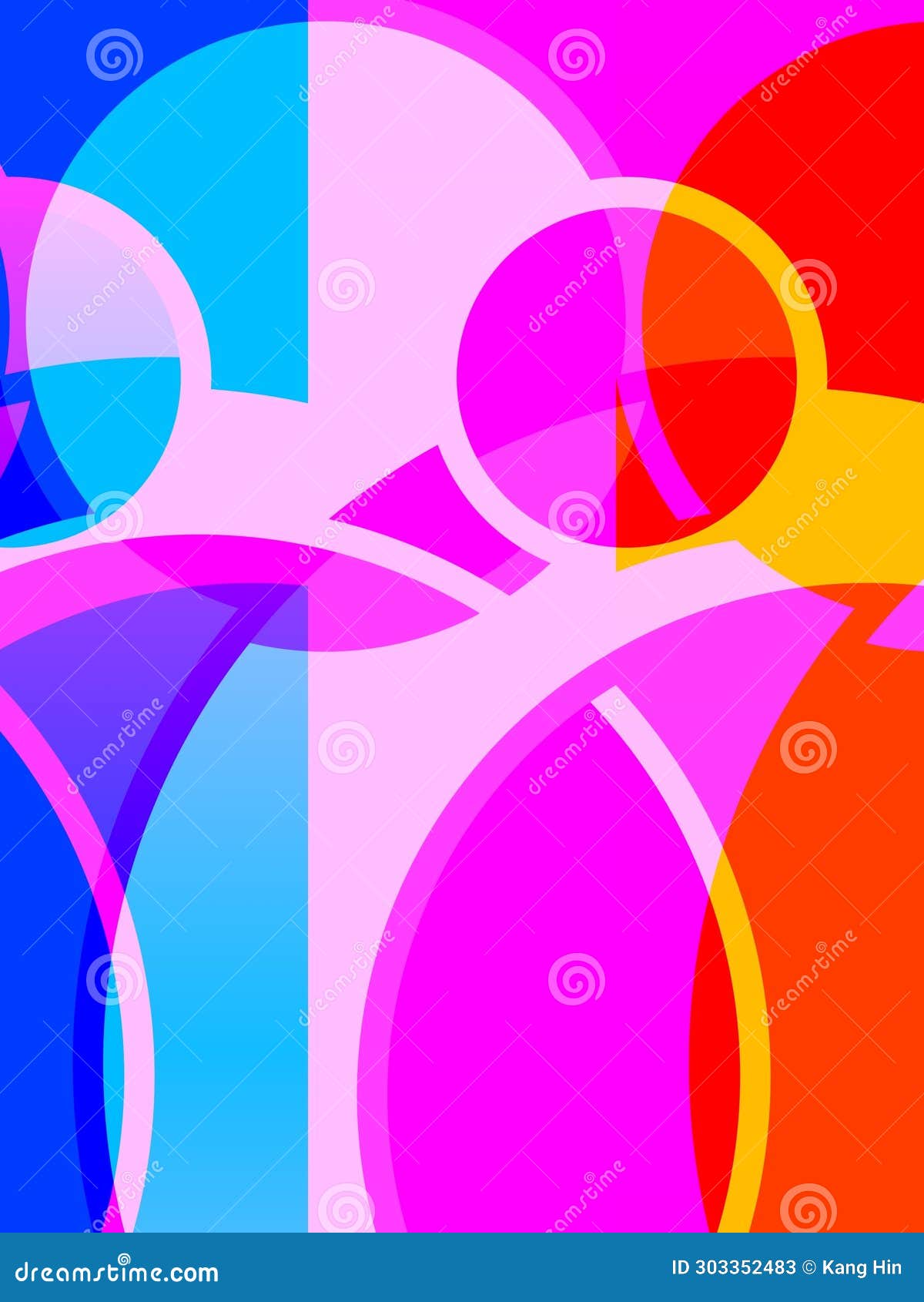 Abstract Background Image of Colorful Random Circles. Blue Red Pink ...