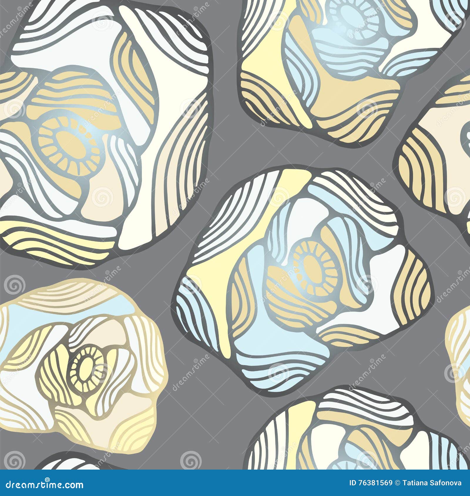 Stock Abstract Seamless Pattern with Flowers and Waves. Stock ...