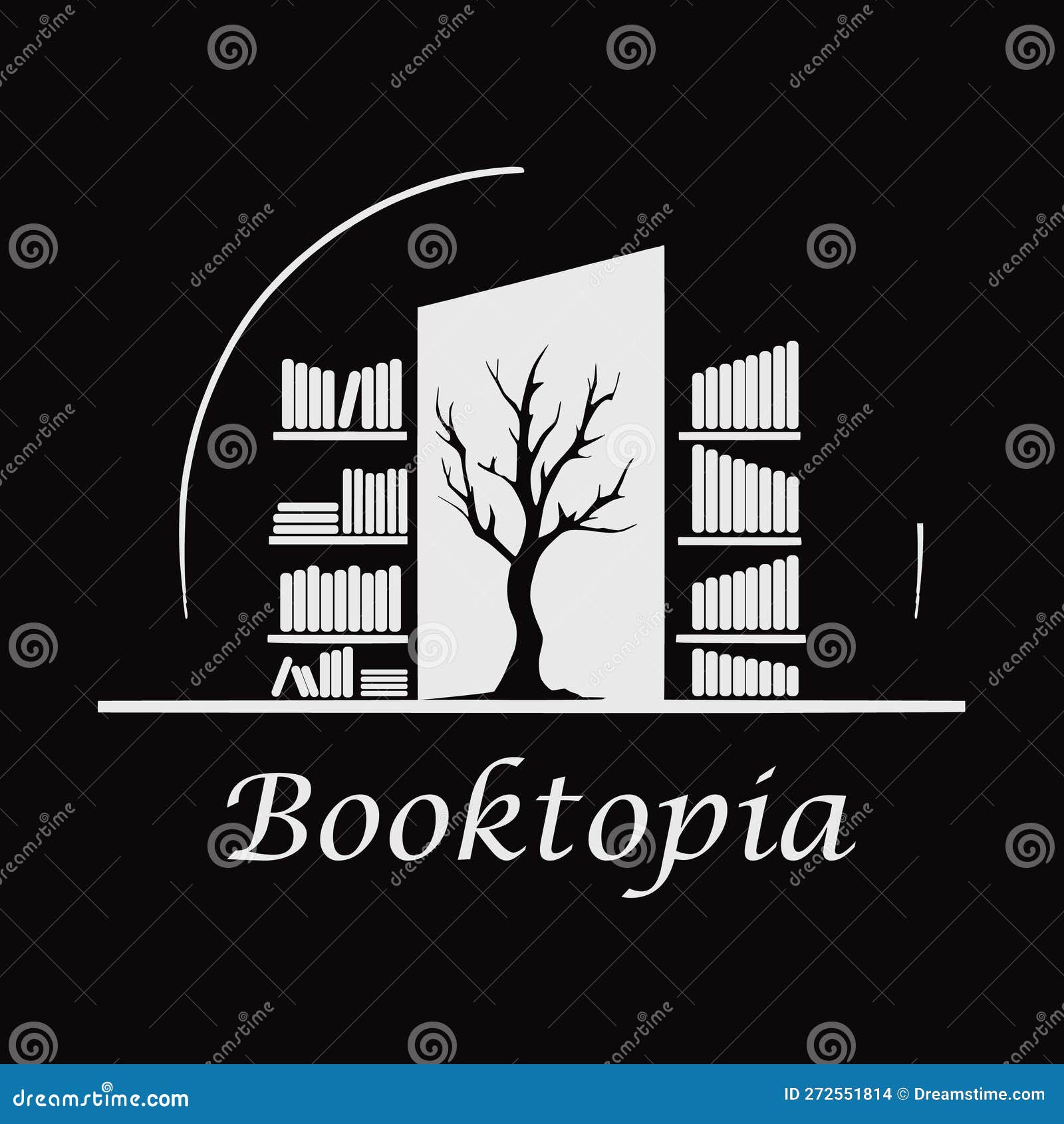 Bookshelf Tree Library Logo: Vector Illustration and Icon Design for an ...