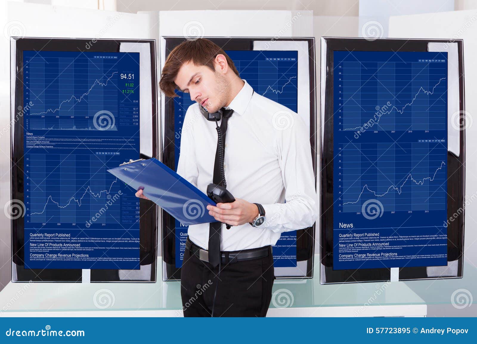 Stock Broker Working at Office Stock Image - Image of communication ...