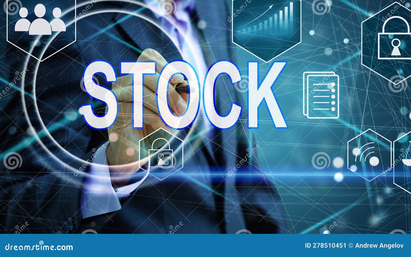 STOCK Button on Virtual Screen Stock Image - Image of professional ...