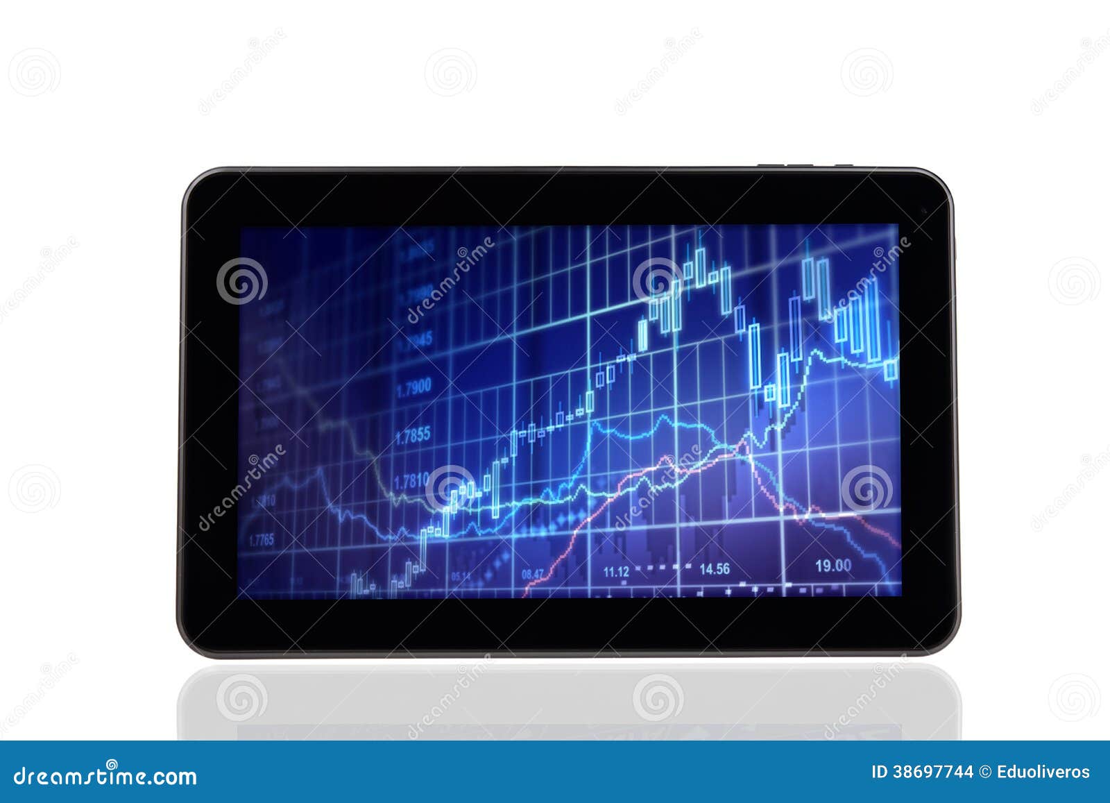 Stock Chart Diagram on Digital Tablet PC Stock Illustration ...