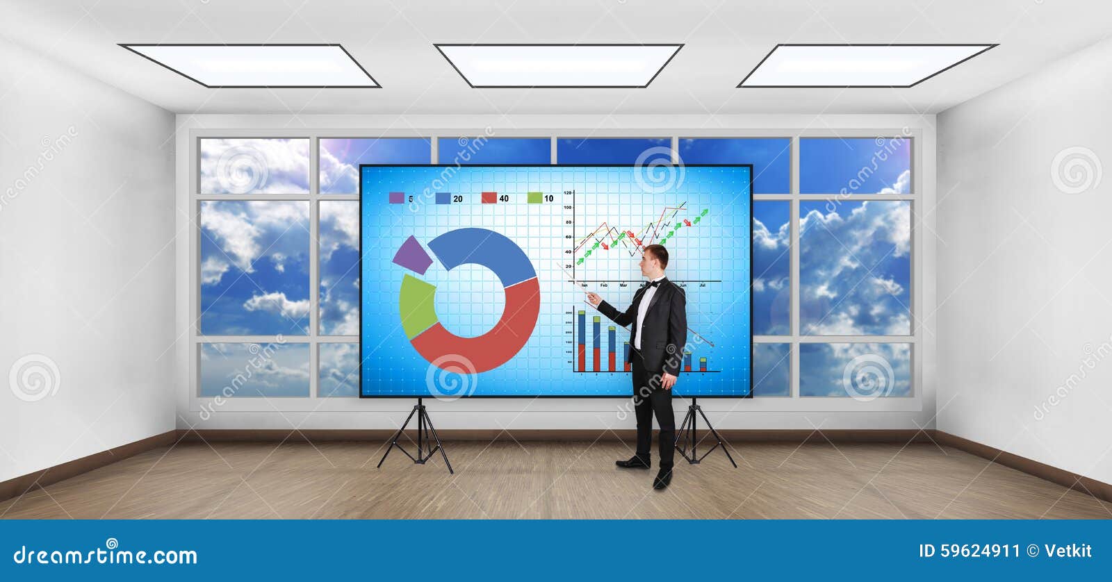 Stock chart on screen stock illustration. Illustration of entrepreneur ...