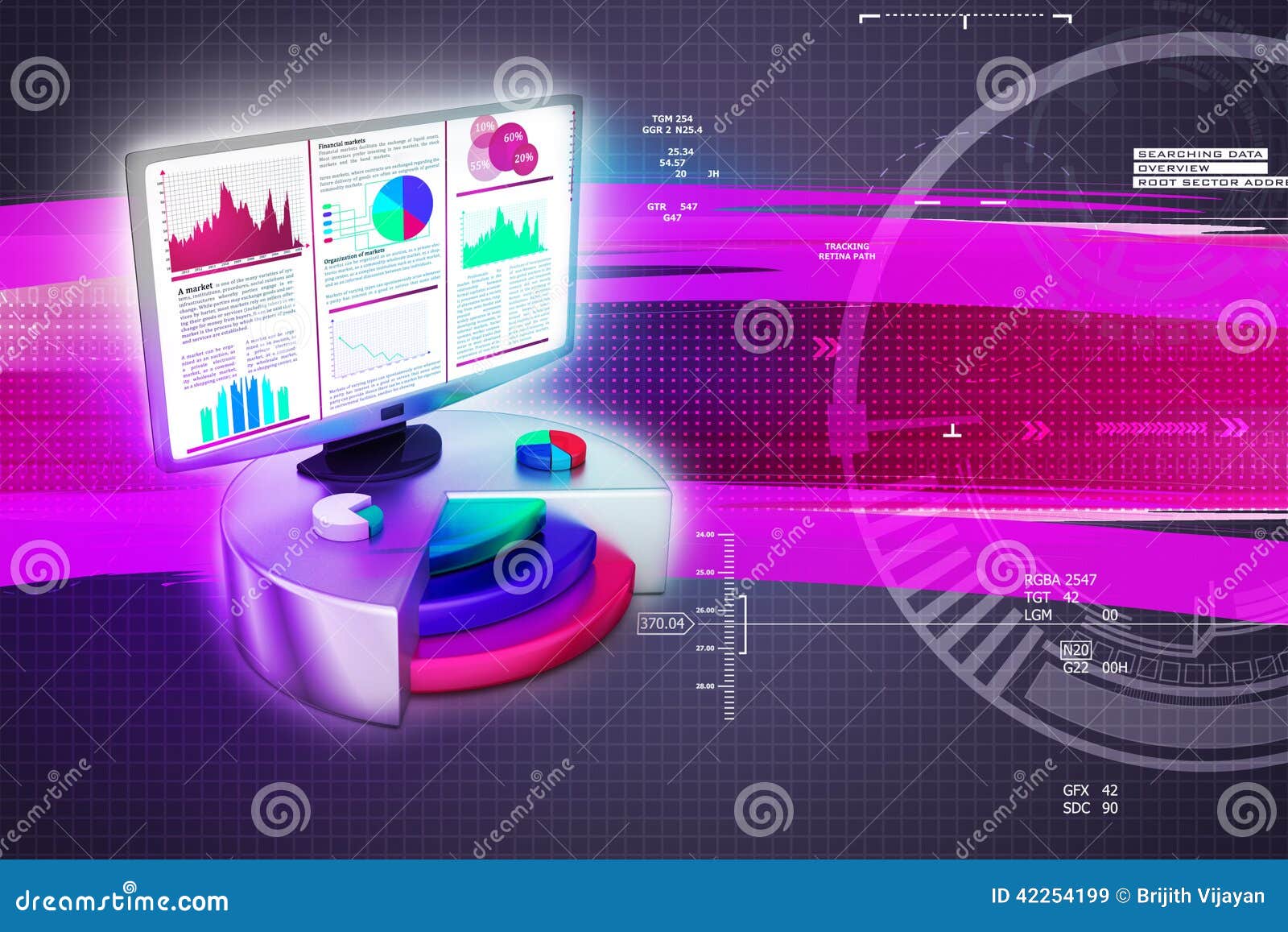 Stock Chart Showing the Computer Monitor Stock Illustration ...