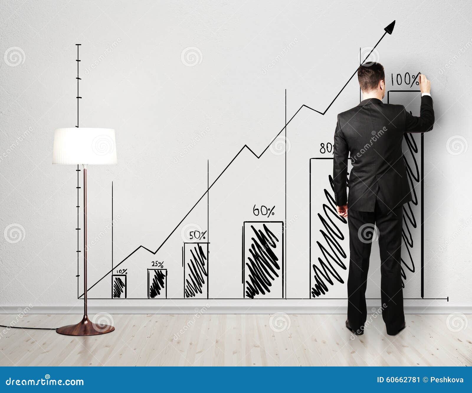 Stock chart on wall stock image. Image of creativity - 60662781