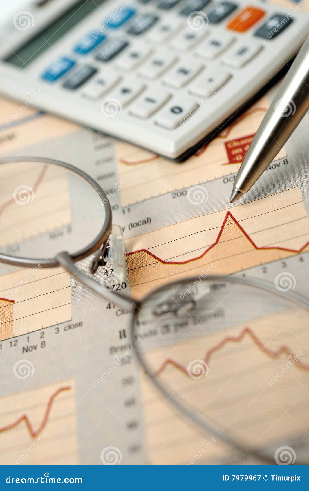 Stock Charts and Calculator Stock Image - Image of forecast, business ...