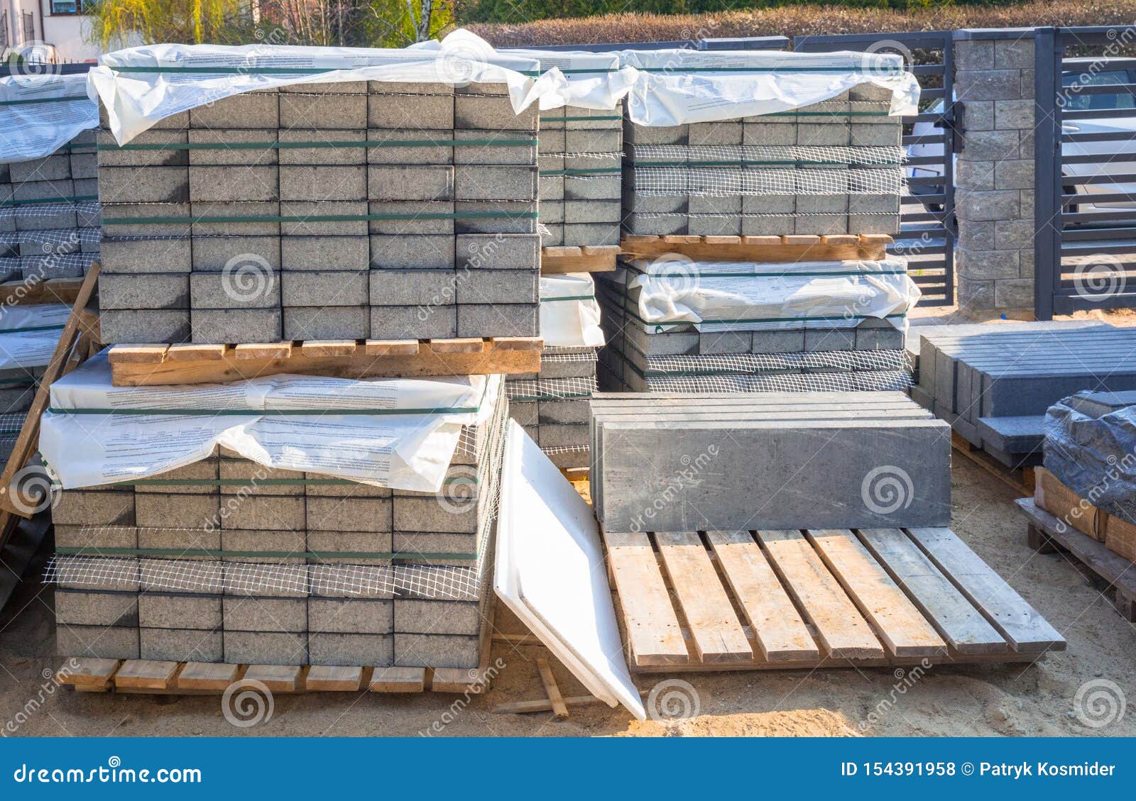 Stock Of Concrete Piles At The Construction Site. Concrete Driven Piles ...