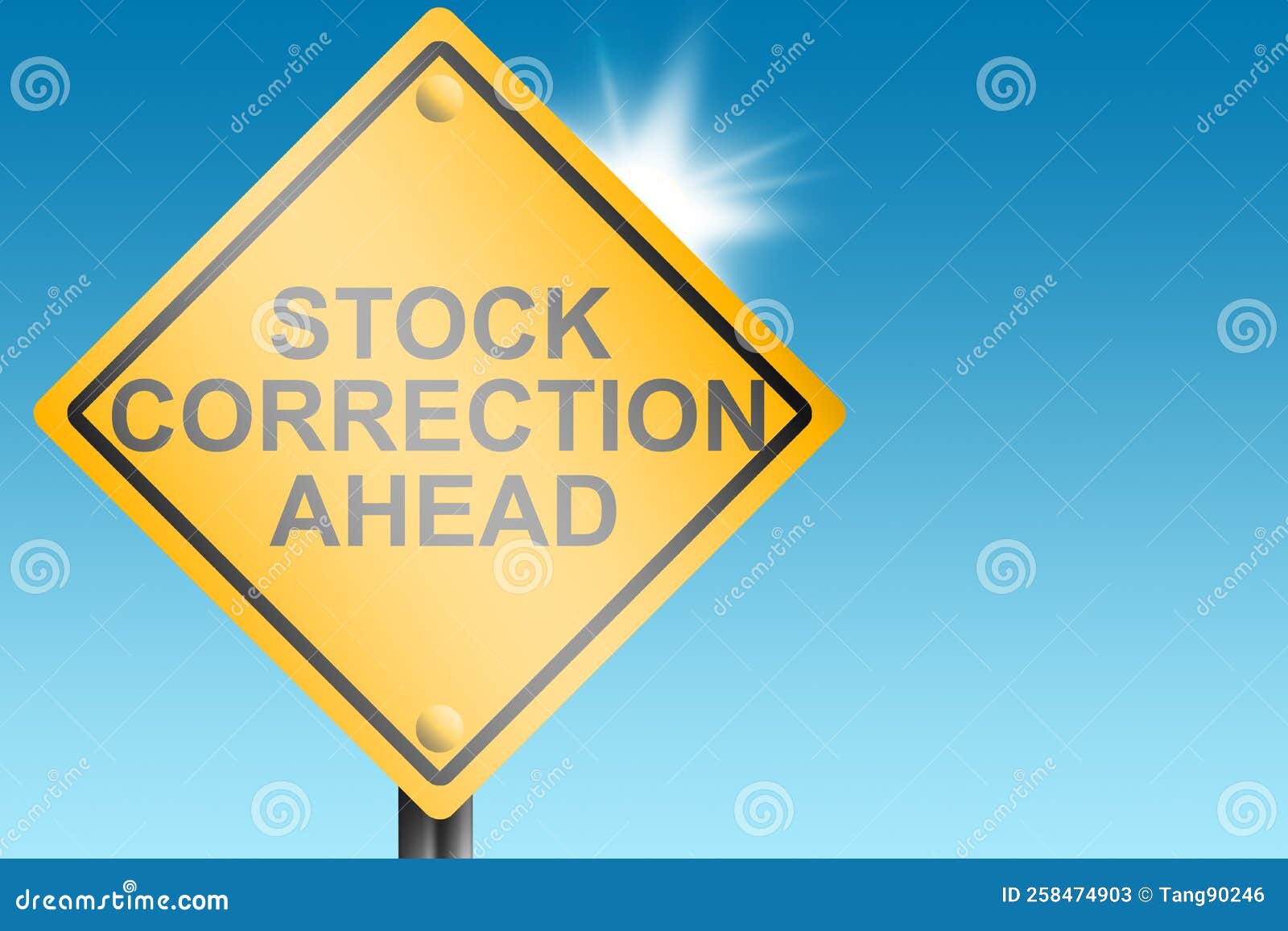 Stock Correction Ahead Road Sign with Blue Sky Stock Illustration ...