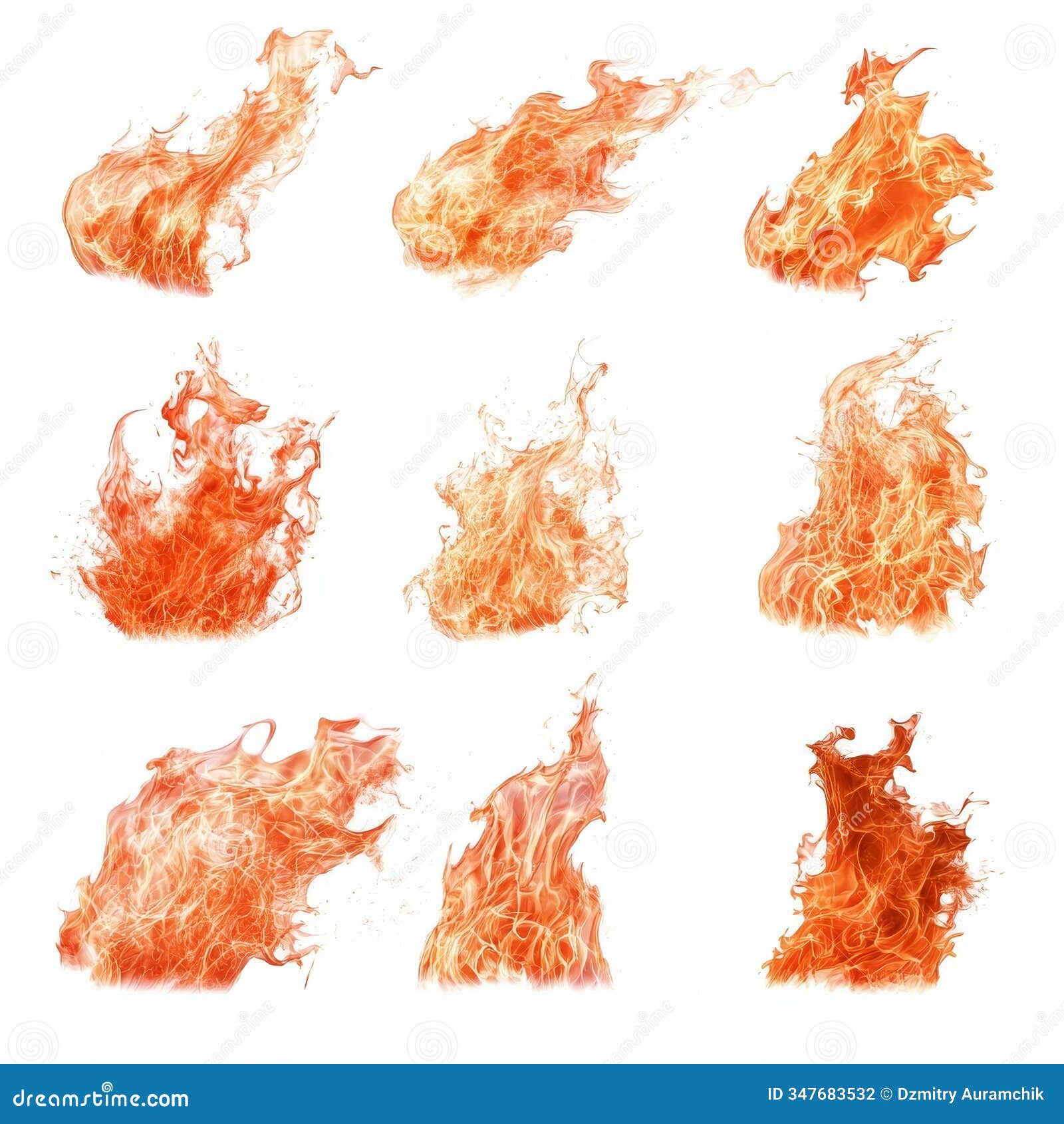 Stock Element Set of Fire Flame Effects on a Transparent Background ...