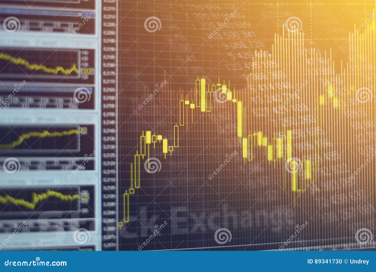 Stock Exchange Display Panel Graph Bars and Quotation. Stock Photo ...