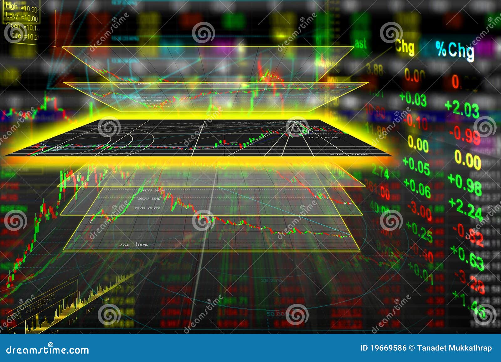 Stock Exchange Graphs With Flying Charts Royalty-Free Cartoon ...