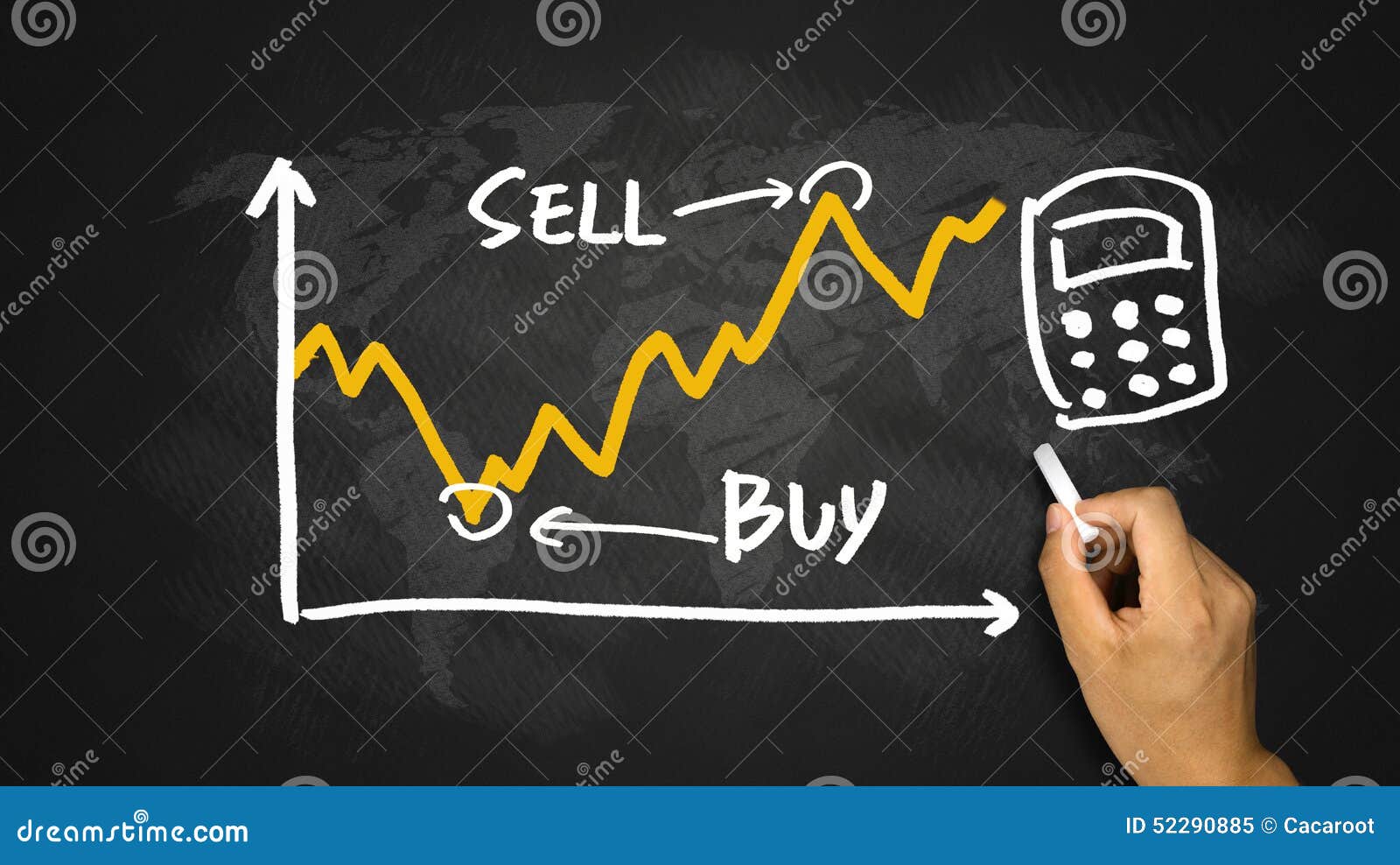 Stock Exchange Graph Hand Drawing on Blackboard Stock Image - Image of ...