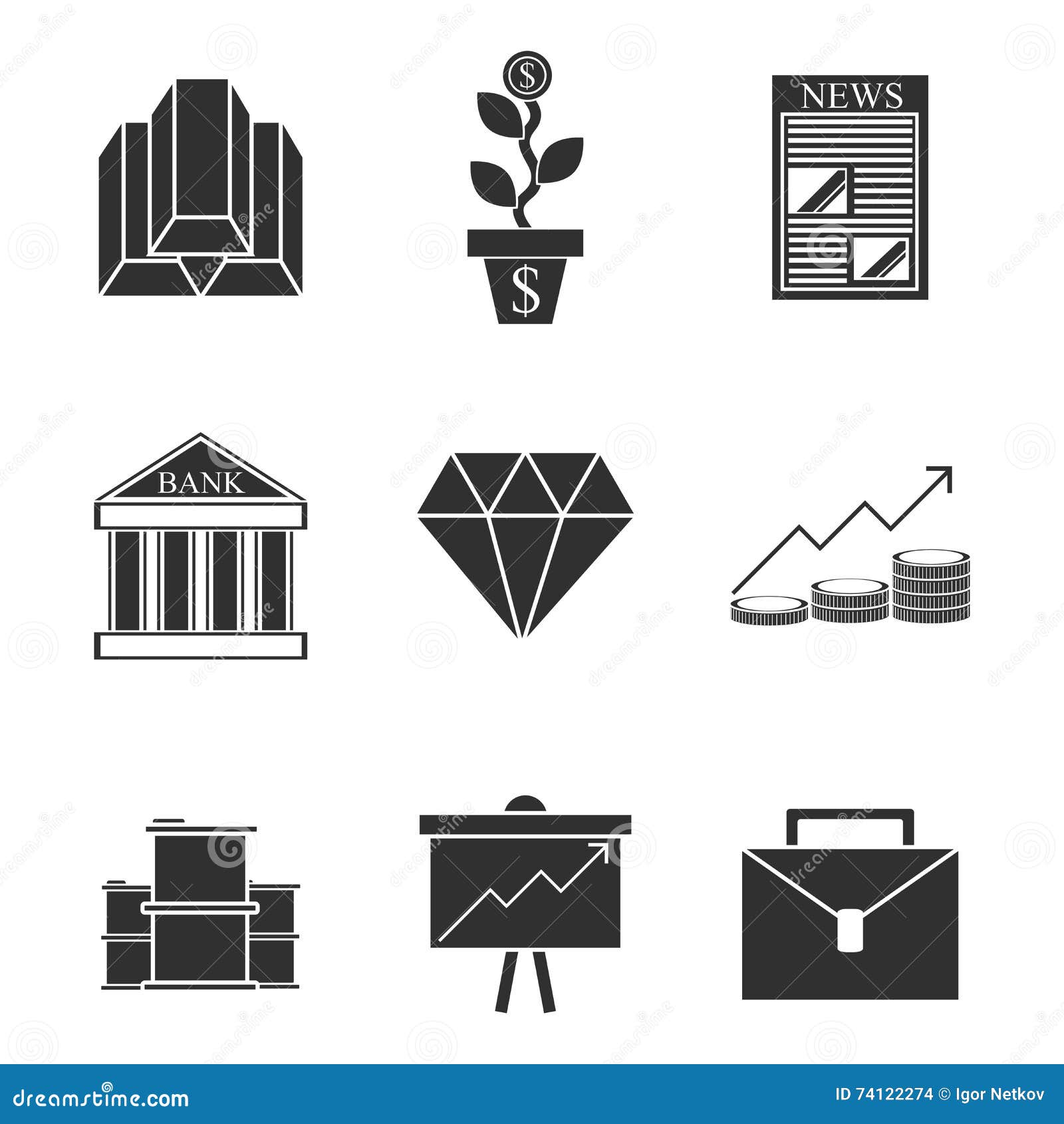 Stock exchange icons set stock vector. Illustration of credit - 74122274