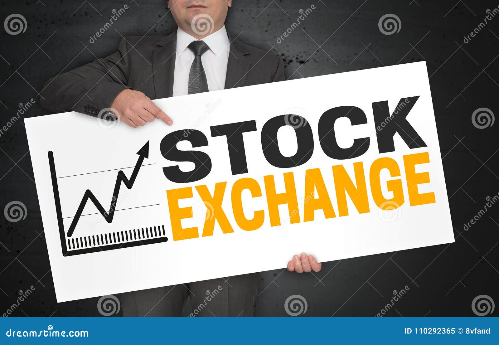 Stock Exchange Poster is Held by Businessman Stock Image - Image of ...