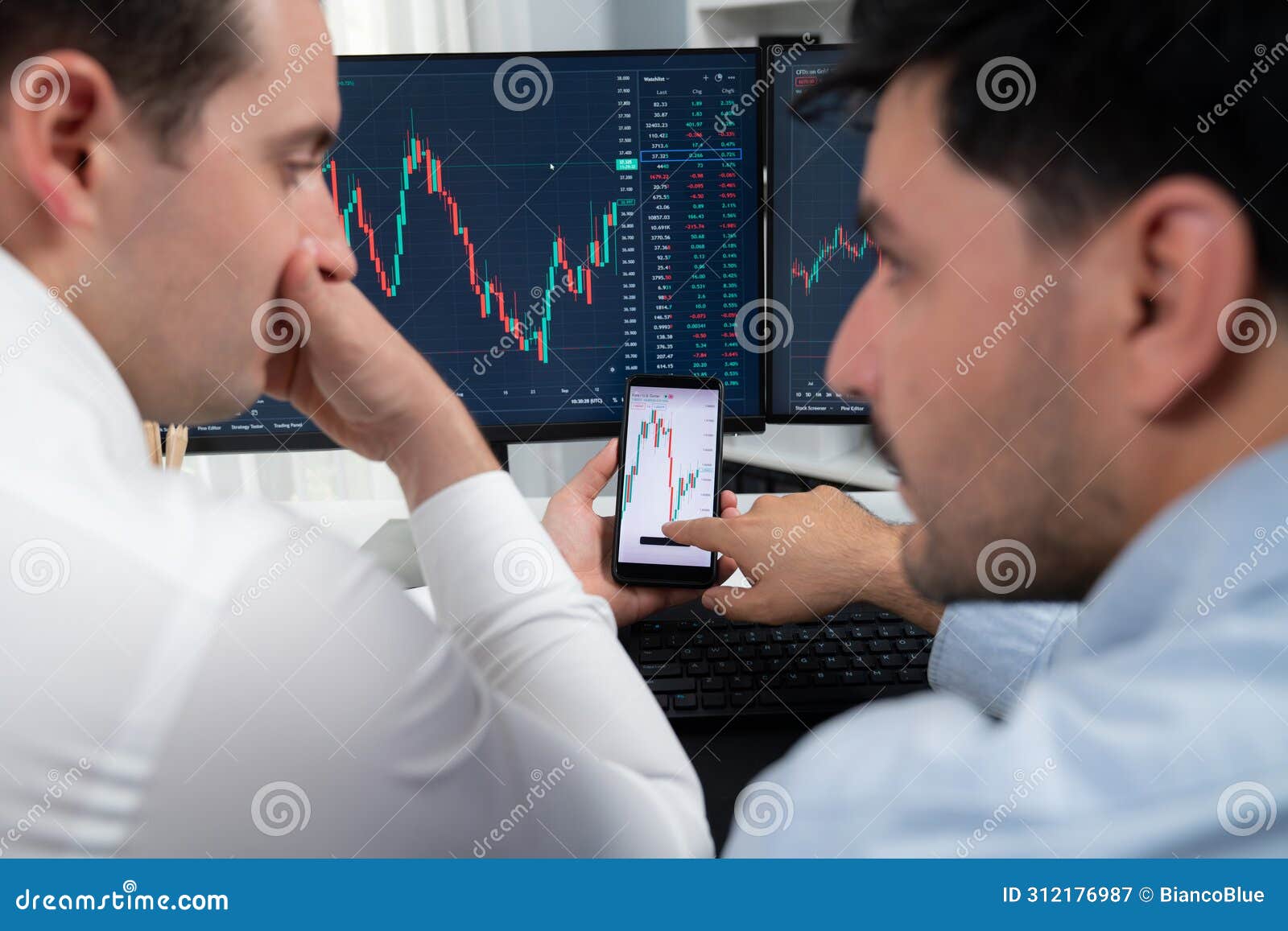 Stock Exchange Traders Pointing Lowest Chart Stage on Dynamic Graph ...