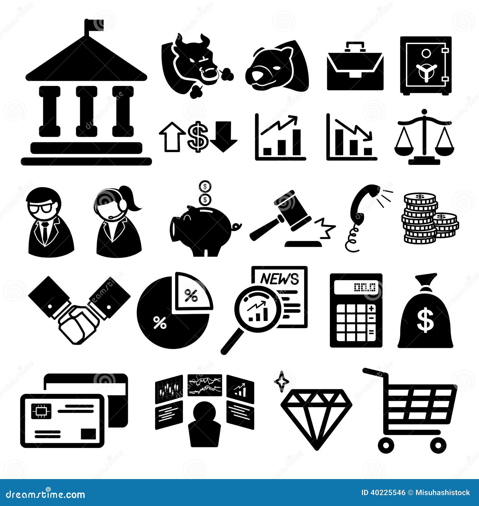 Stock financial icons set stock vector. Illustration of chart - 40225546